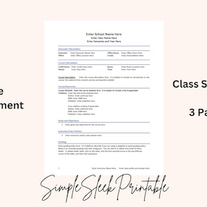 Class Syllabus Template - Editable Microsoft Word Document - Etsy