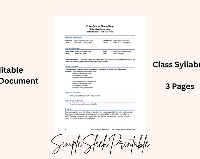 Editable Syllabus Template for Middle & High School – Visual, Colorful ...