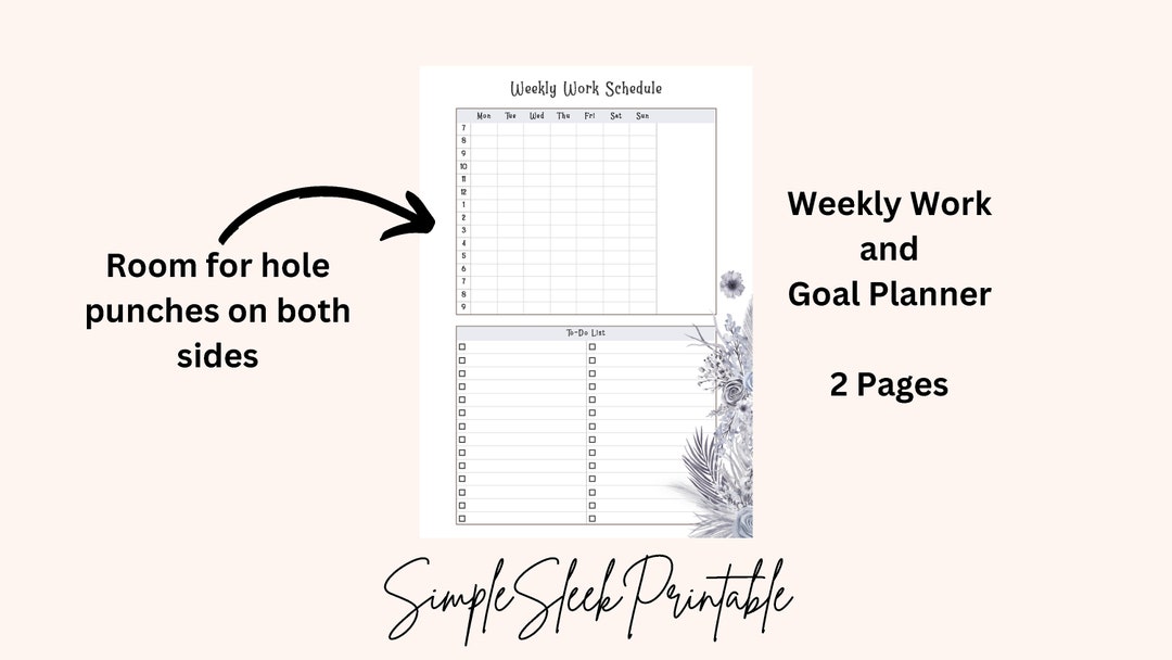 Weekly Work Schedule - Weekly Habits-daily Goal - To-do List - All in ...