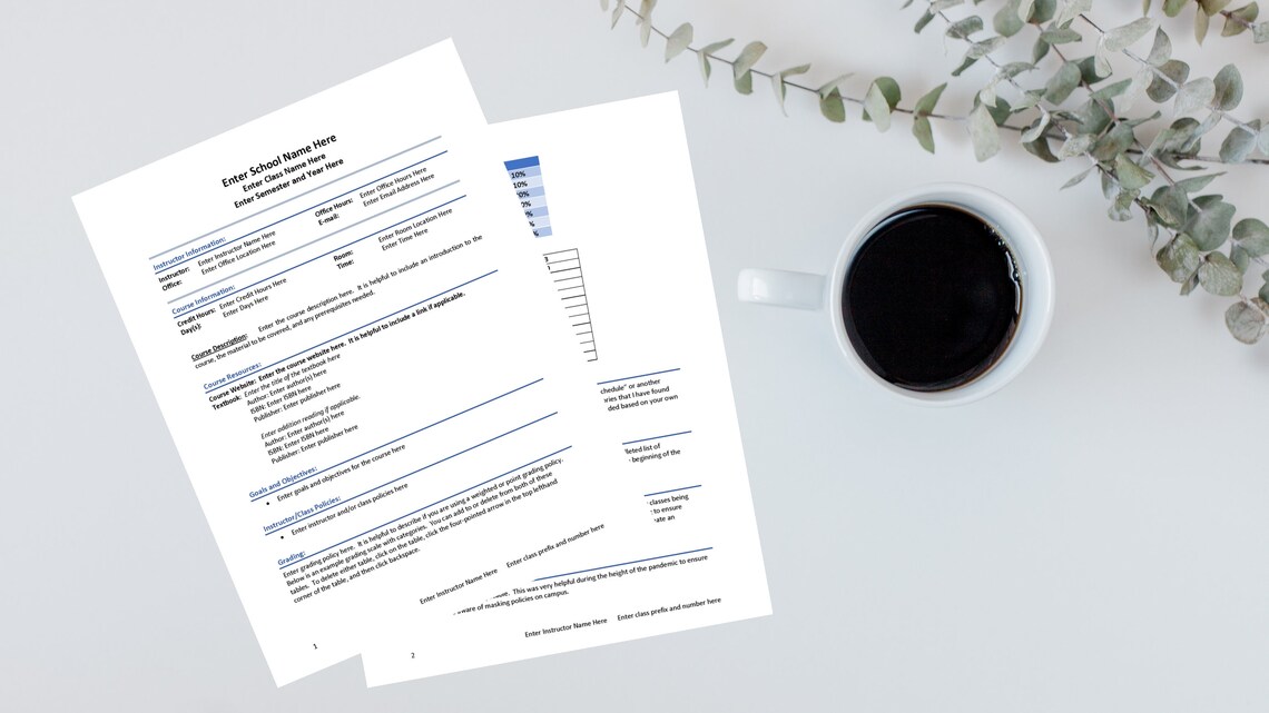 Class Syllabus Template - Editable Microsoft Word Document - Etsy