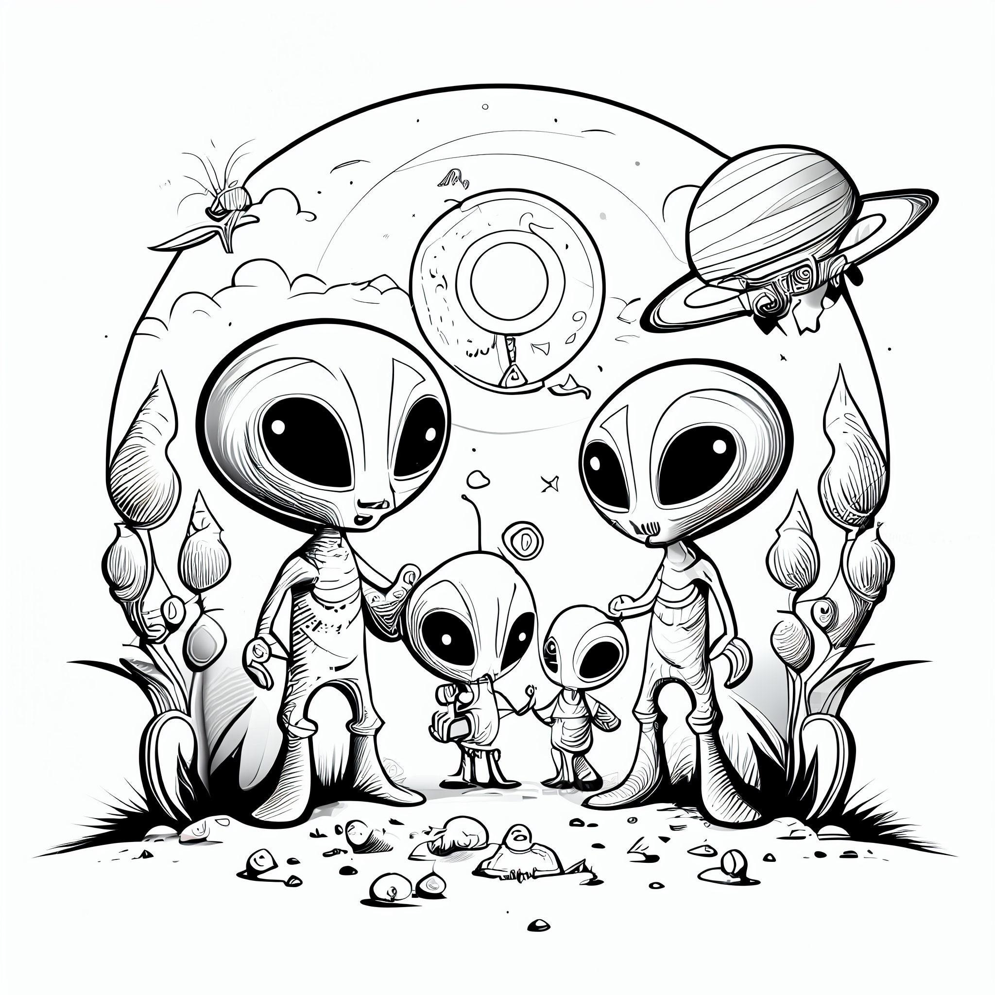 Printable Colouring Book - Alien Family - Etsy