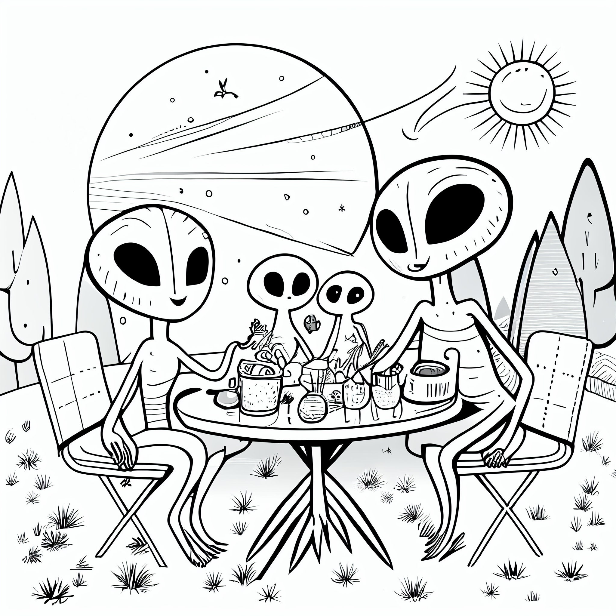 Printable Colouring Book - Alien Family - Etsy