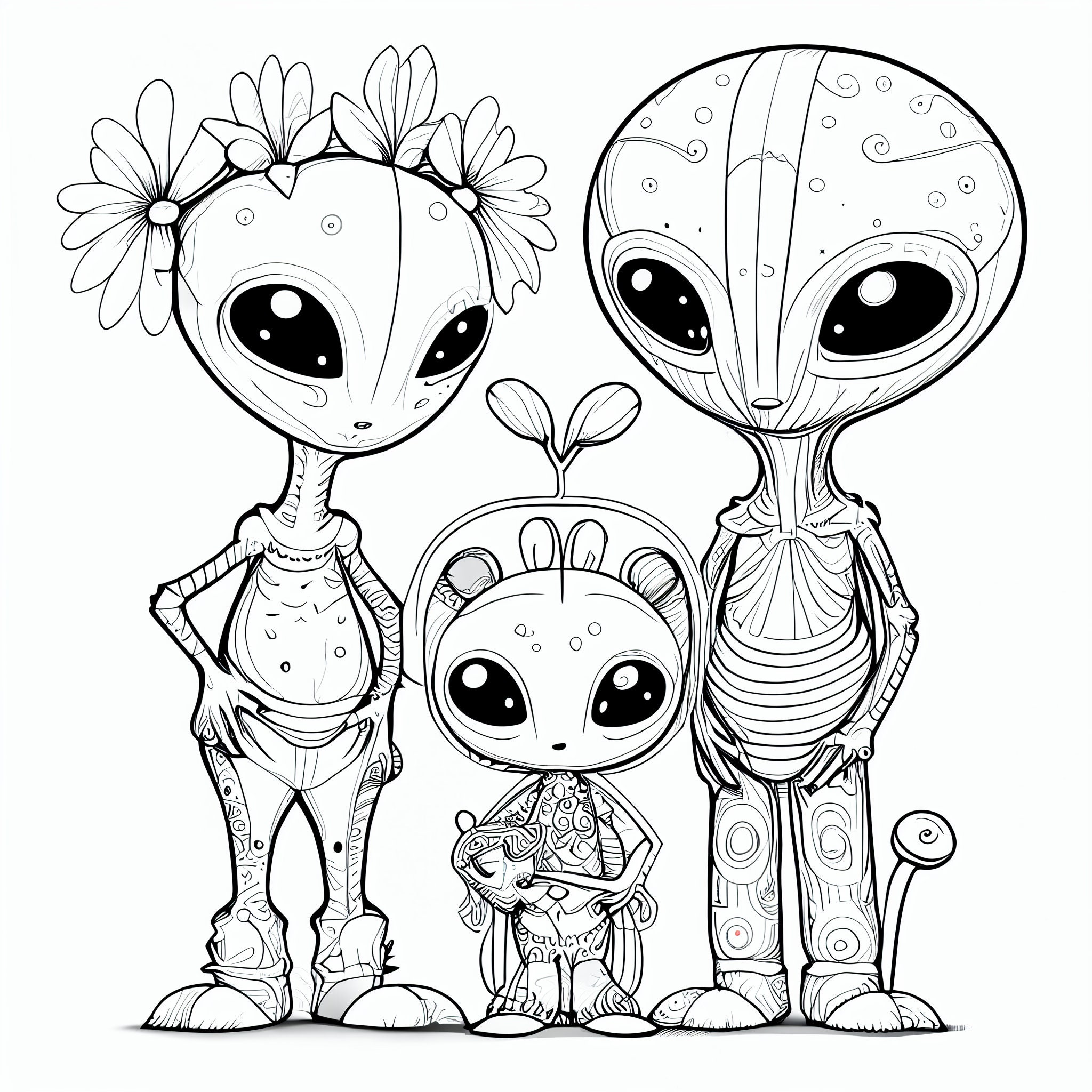 Printable Colouring Book - Alien Family - Etsy