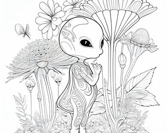 Printable Colouring Book Alien Family - Etsy