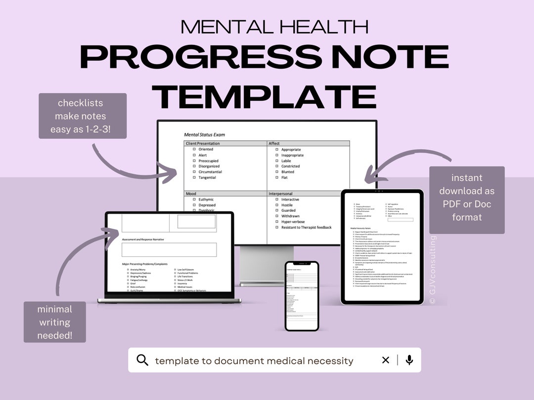 Therapist Progress Note Template- Note Template Therapy Note Counseling ...