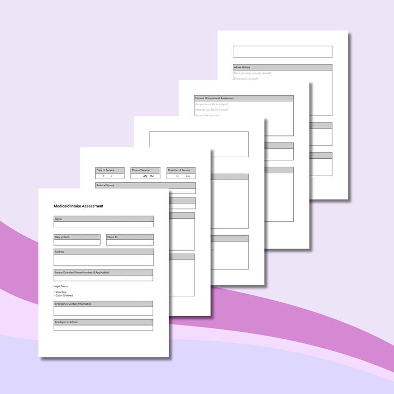 Therapy Intake Assessment Template | First Session Form | Medicaid ...