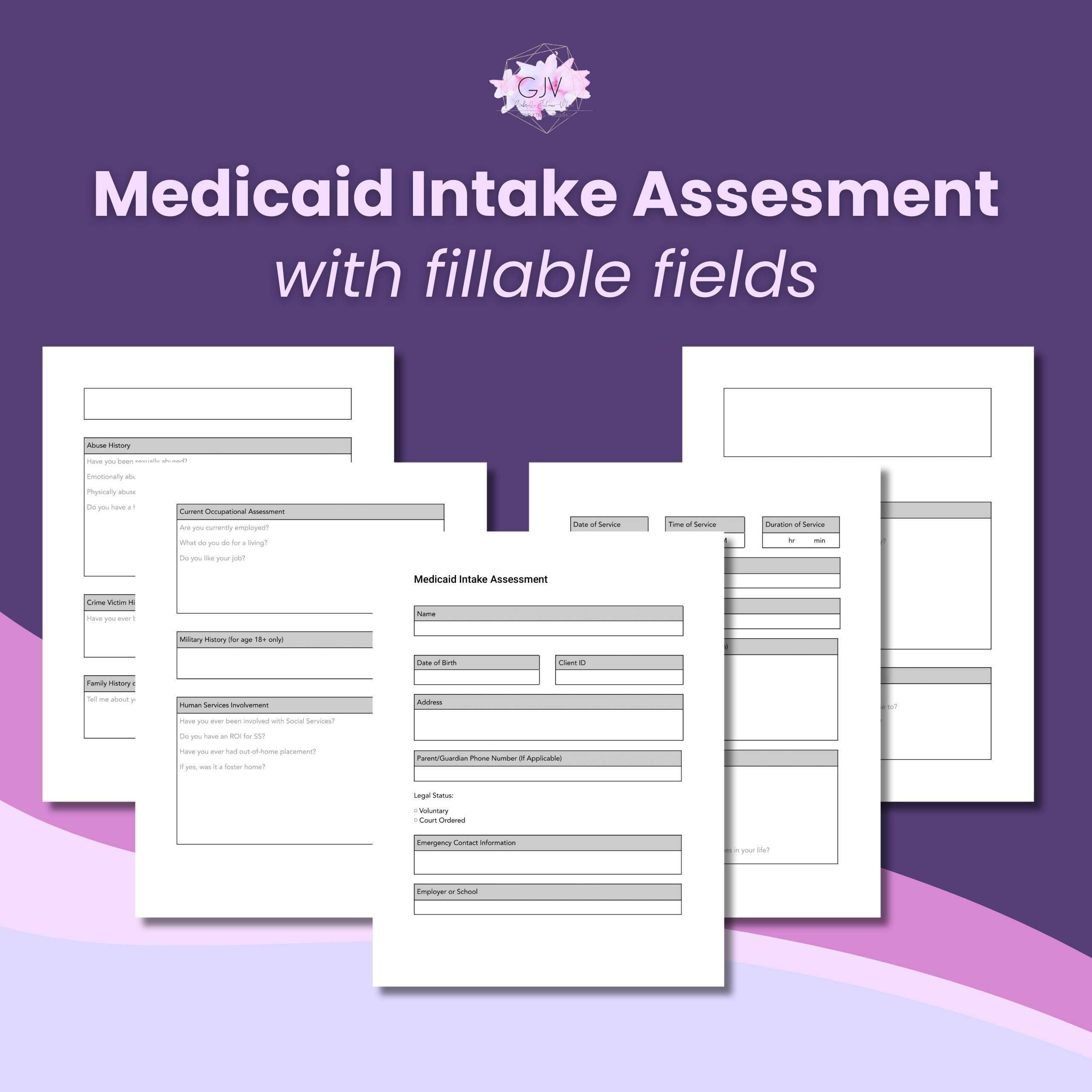 Therapy Intake Assessment Template First Session Form Medicaid ...