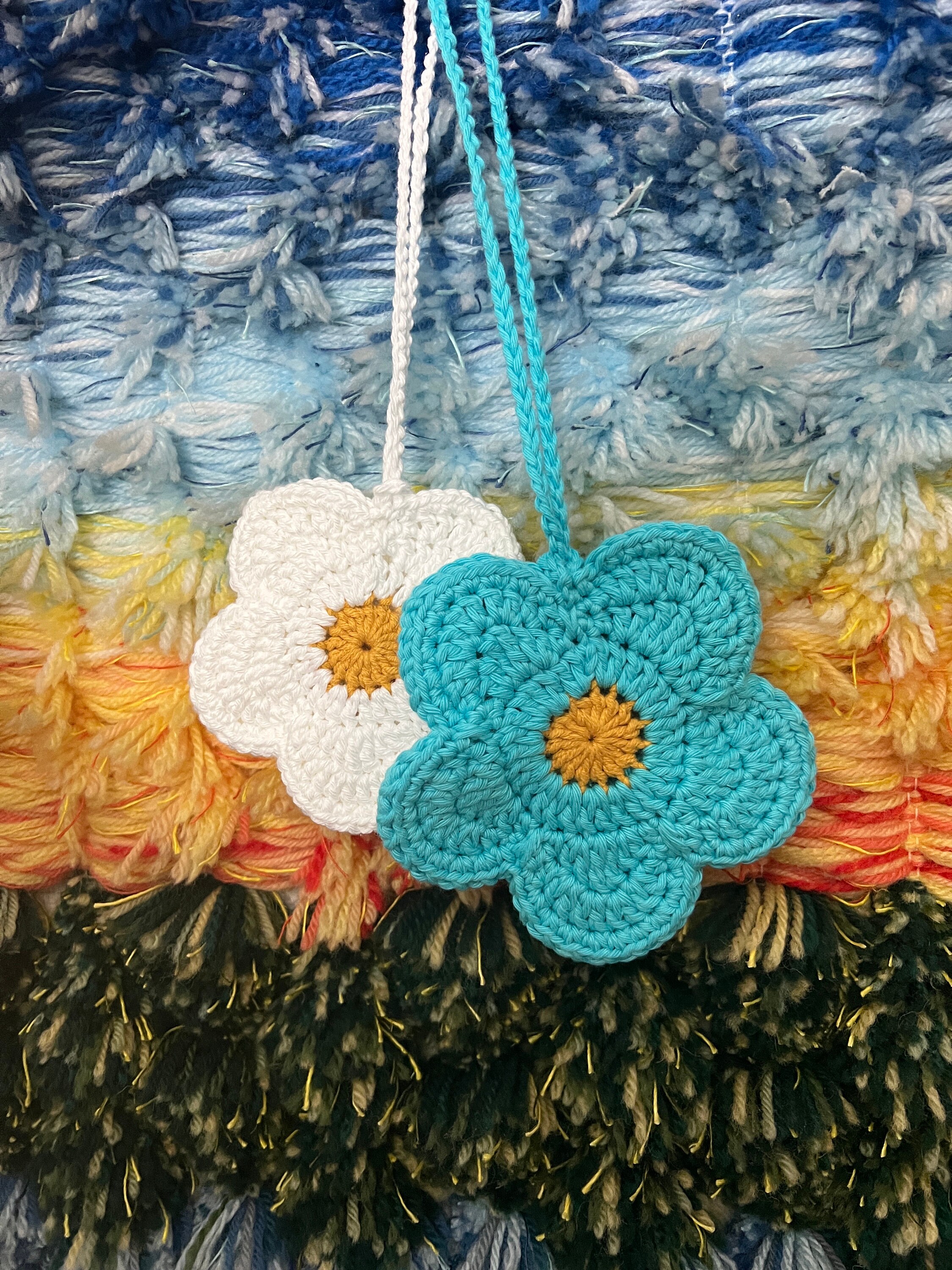 Cute Flower Bag Charm Pouch, Bag Chain , Gift for Friends, Crochet ...