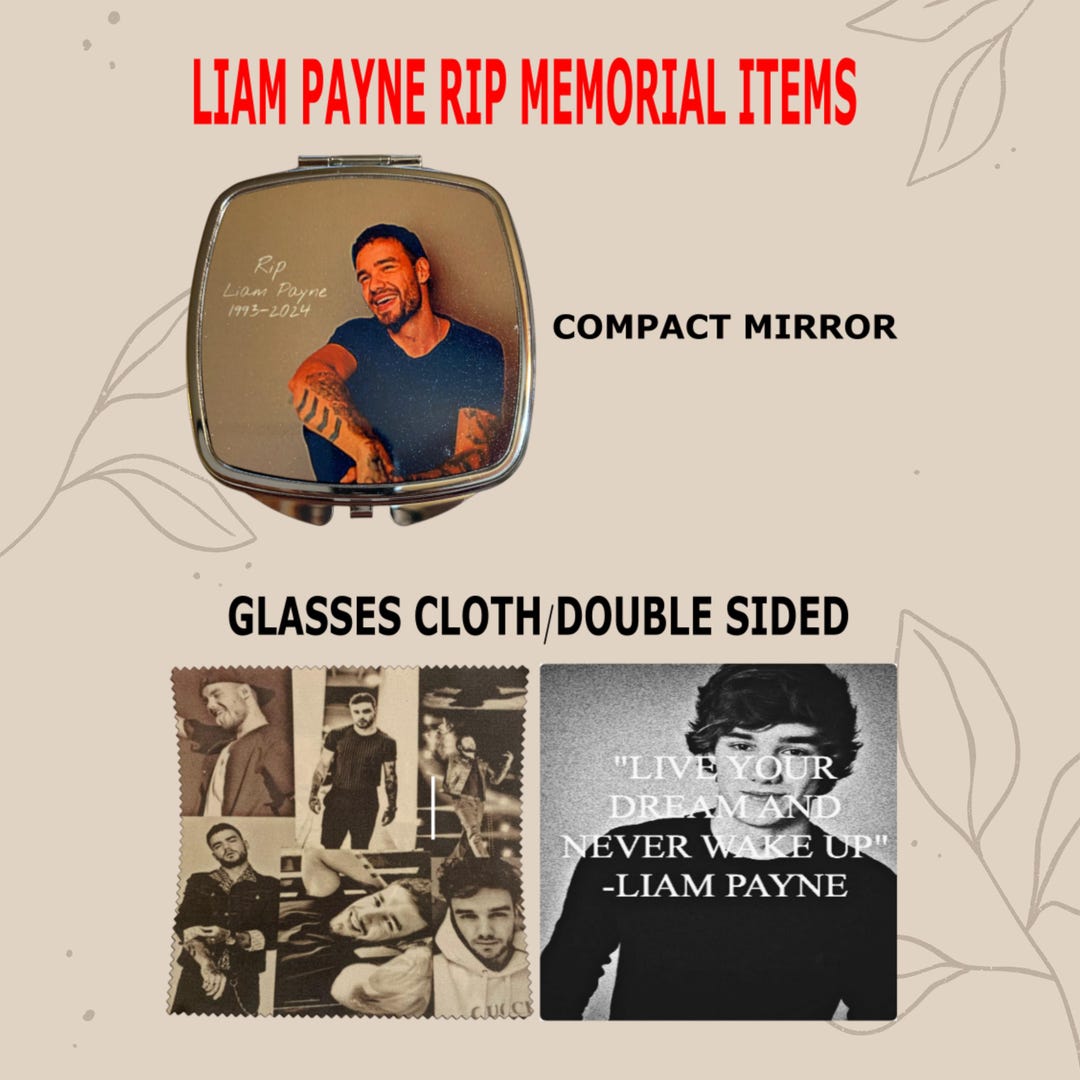LIAM PAYNE Death TRIBUTE Compact Mirror With Cloth Rip One Direction ...