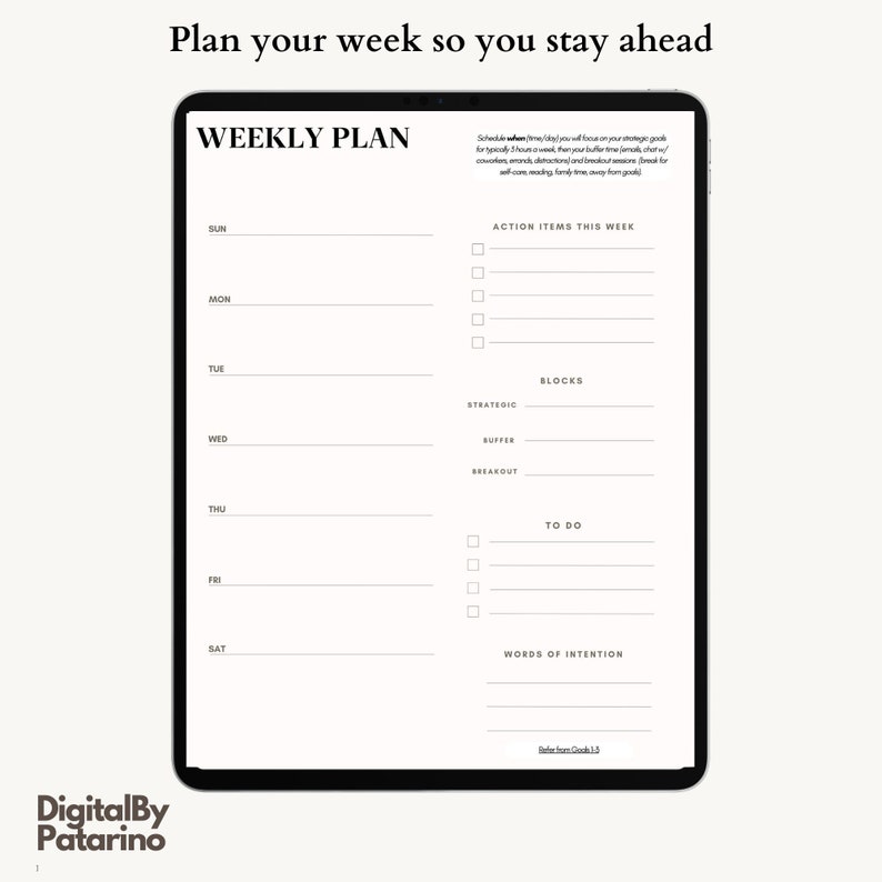 Undated Weekly Planner | 12 Week Year | Goodnotes | iPad | Digital ...