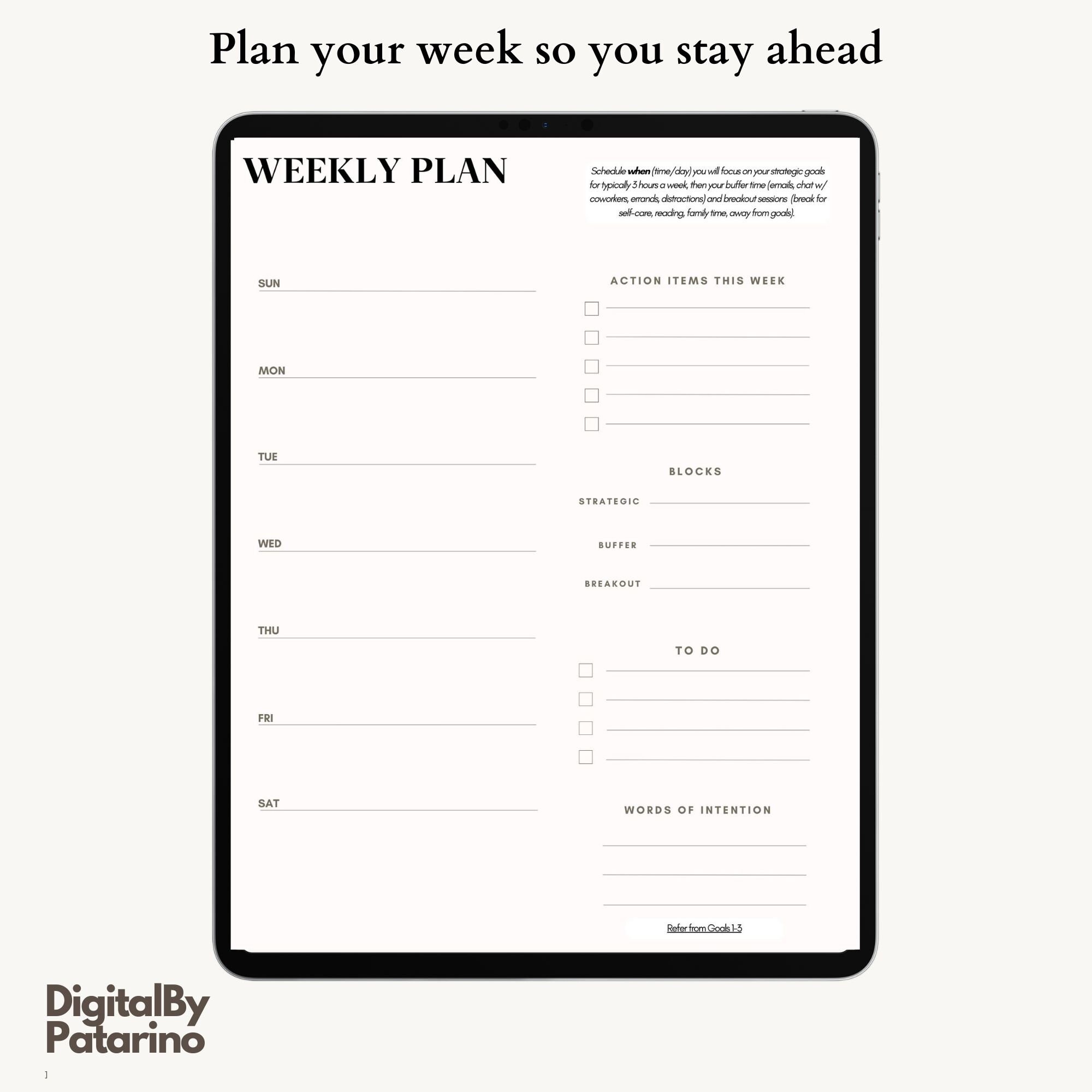 Undated Weekly Planner | 12 Week Year | Goodnotes | iPad | Digital ...
