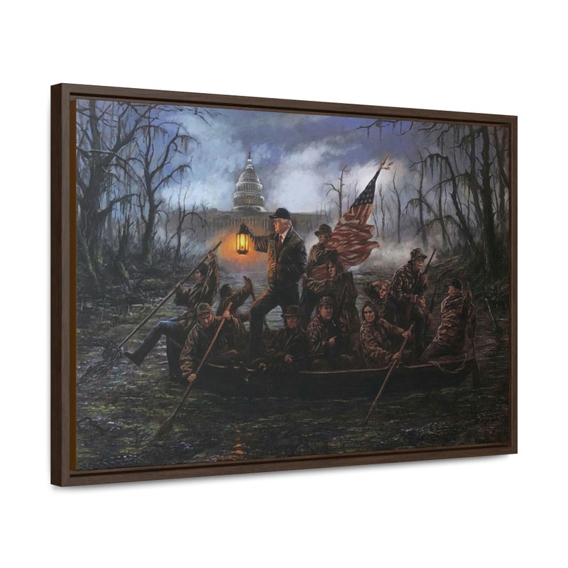 Trump Crossing the Swamp Painting - Etsy