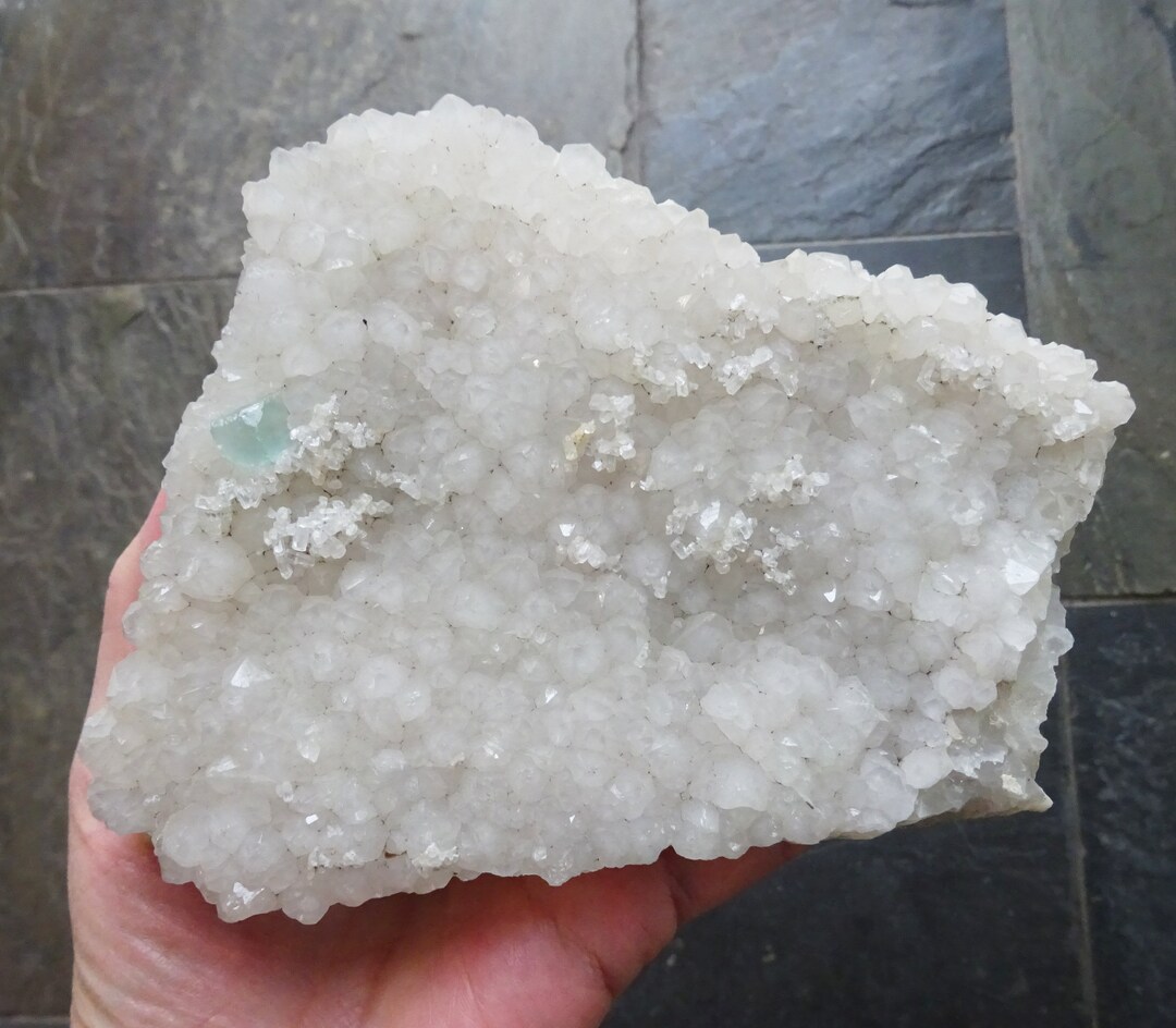 Rare Cornish Mineral Specimen. Quartz on Chalcedony, Calcite Crystals ...