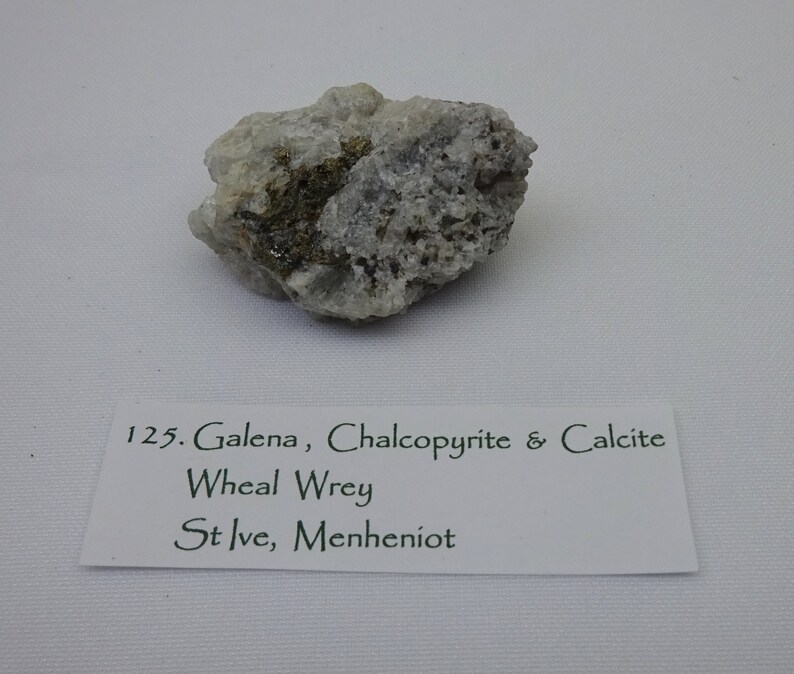 Calcite With Chalcopyrite & Galena From Wheal Wrey Cornwall. Rare ...