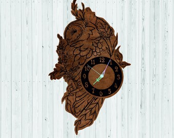 Bird Wall Clock Laser Cut Dxf Glowforge Svg Template CNC Router Plazma ...
