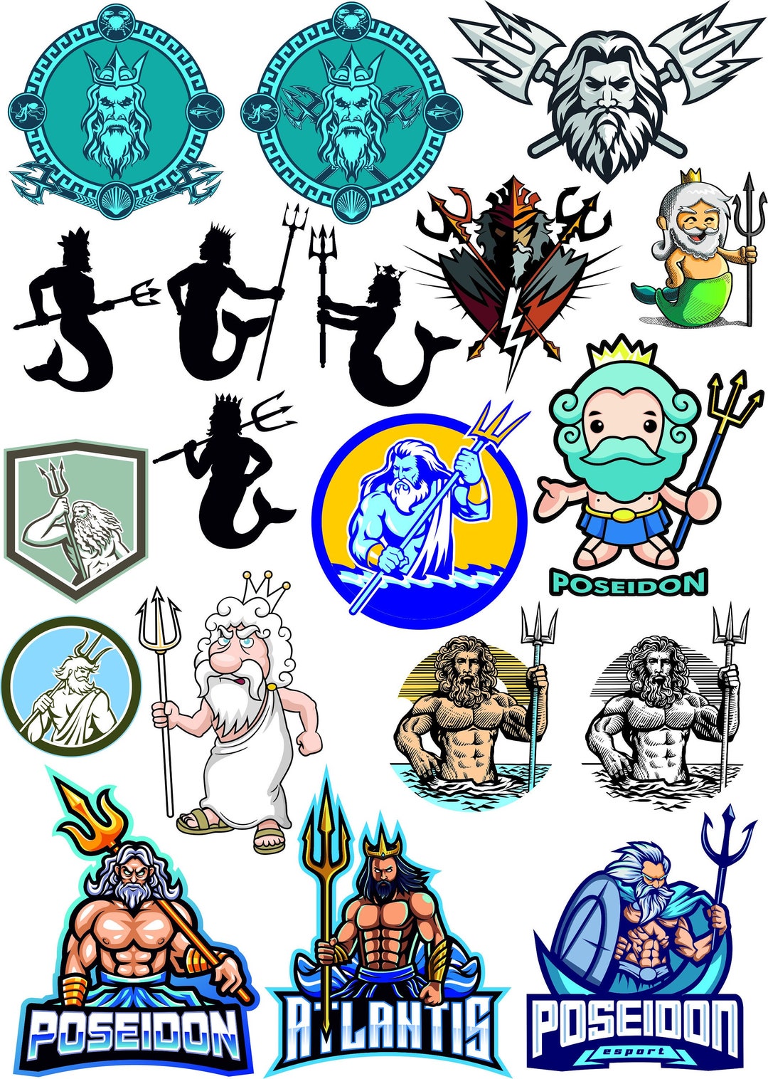 Poseidon Set Print Template, Cdr, Ai,pdf,dxf,svg Files, Digital Print ...