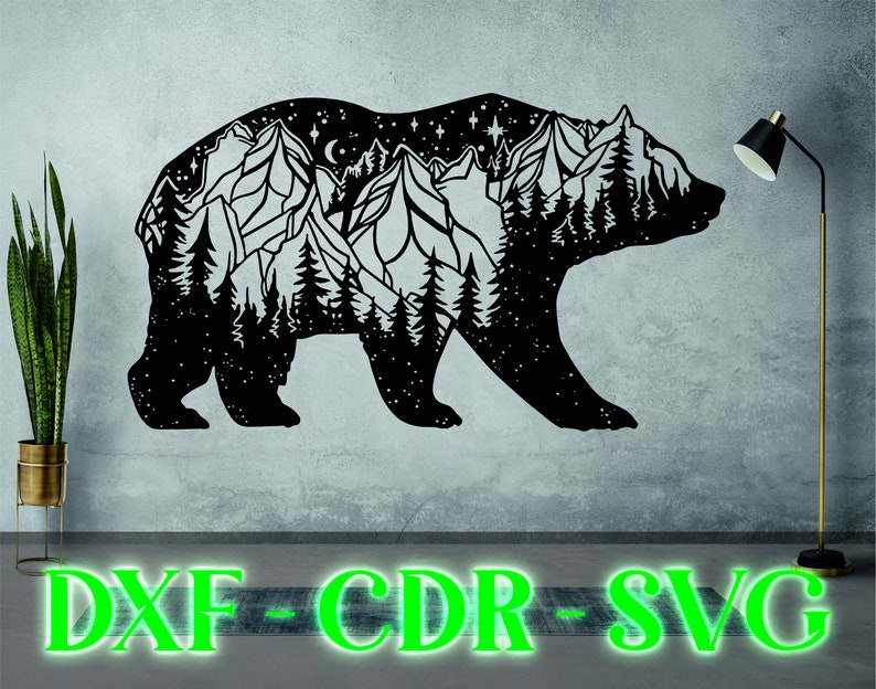 Bear Wall Art Svg Cut File, Animal, Bear Dxf Files, Plasma Cut File ...