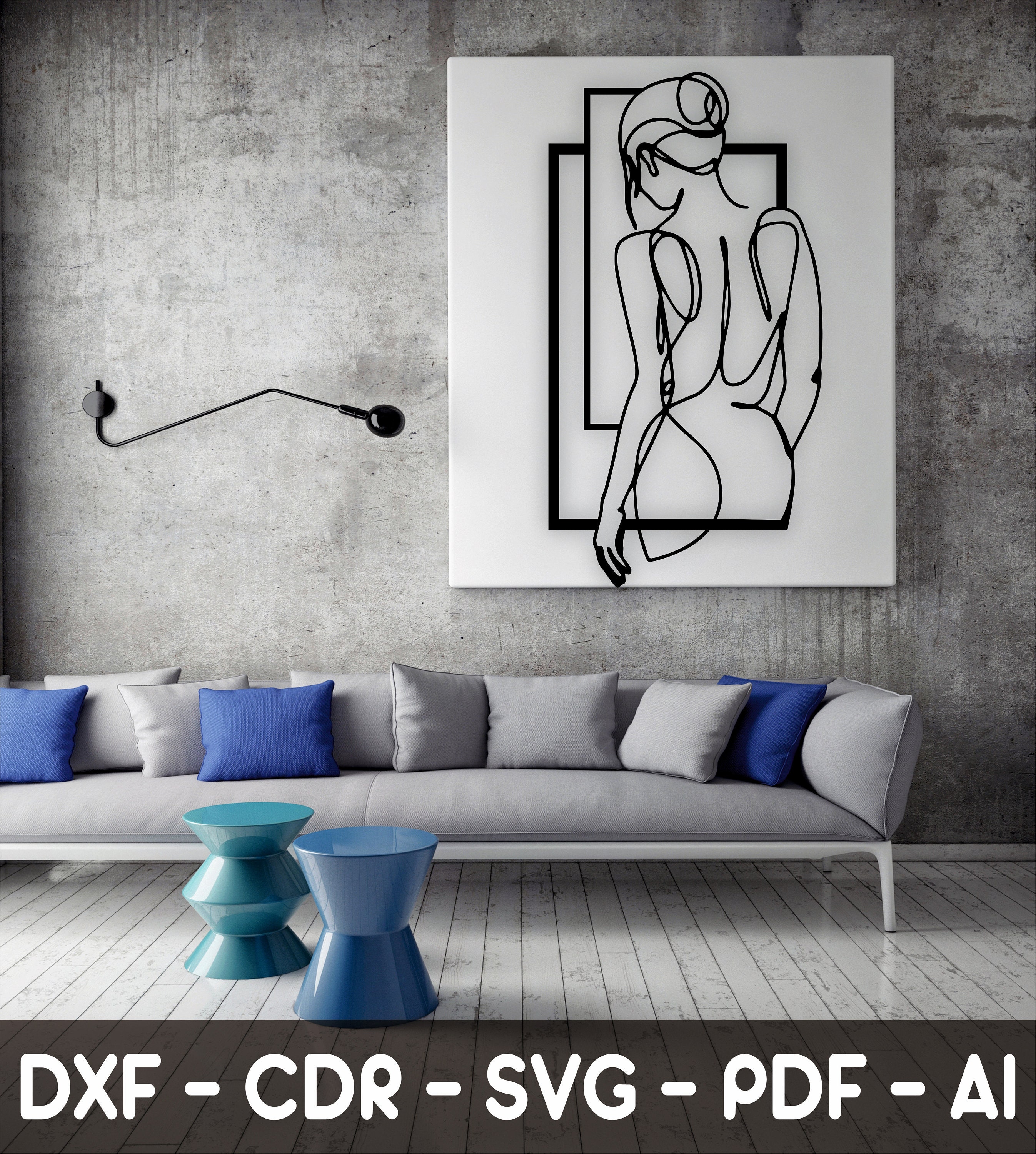 Line Art Woman Wall Art Svg Cut File, Human, Woman Dxf Files, Plasma ...