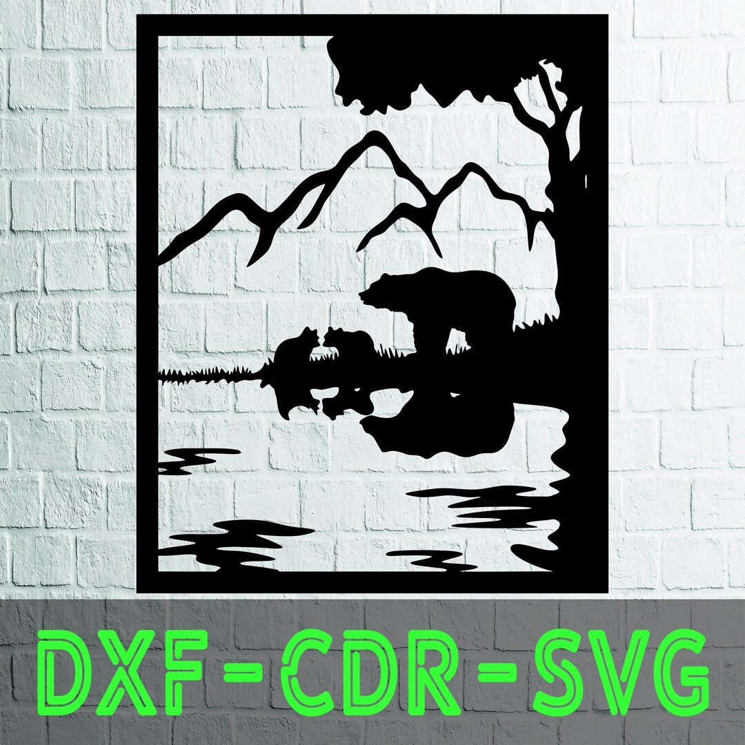 Bear Family Decor Svg Cut File, Animal Dxf Files, Plasma Cut File, Wall ...