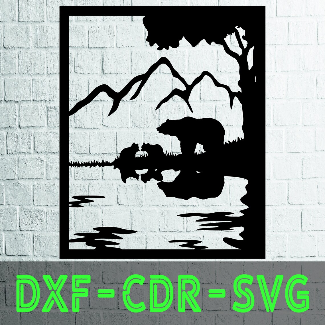 Bear Family Decor Svg Cut File, Animal Dxf Files, Plasma Cut File, Wall ...