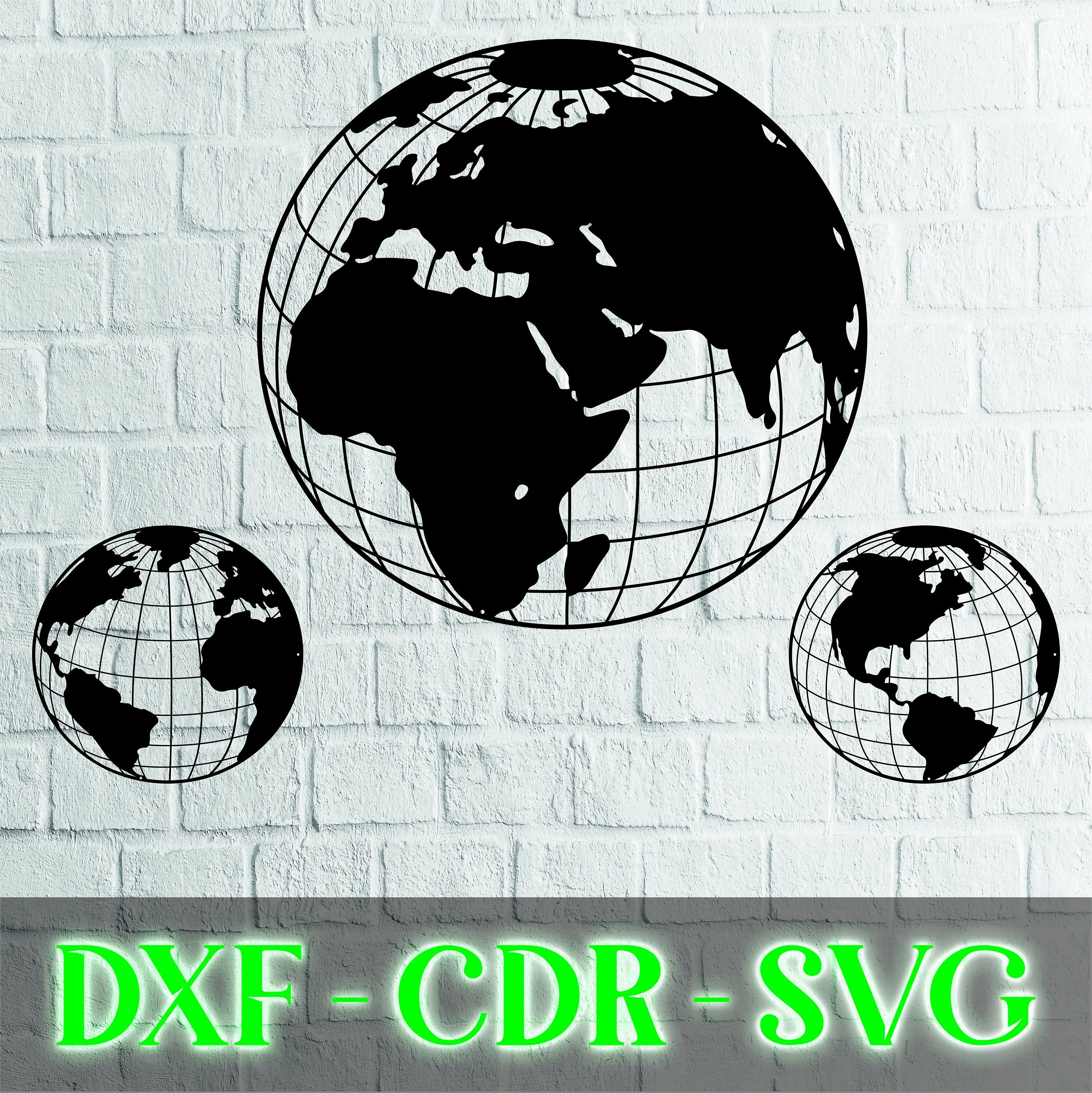 World Map Wall Art Svg Cut File, World, World Map Dxf Files, Plasma Cut ...