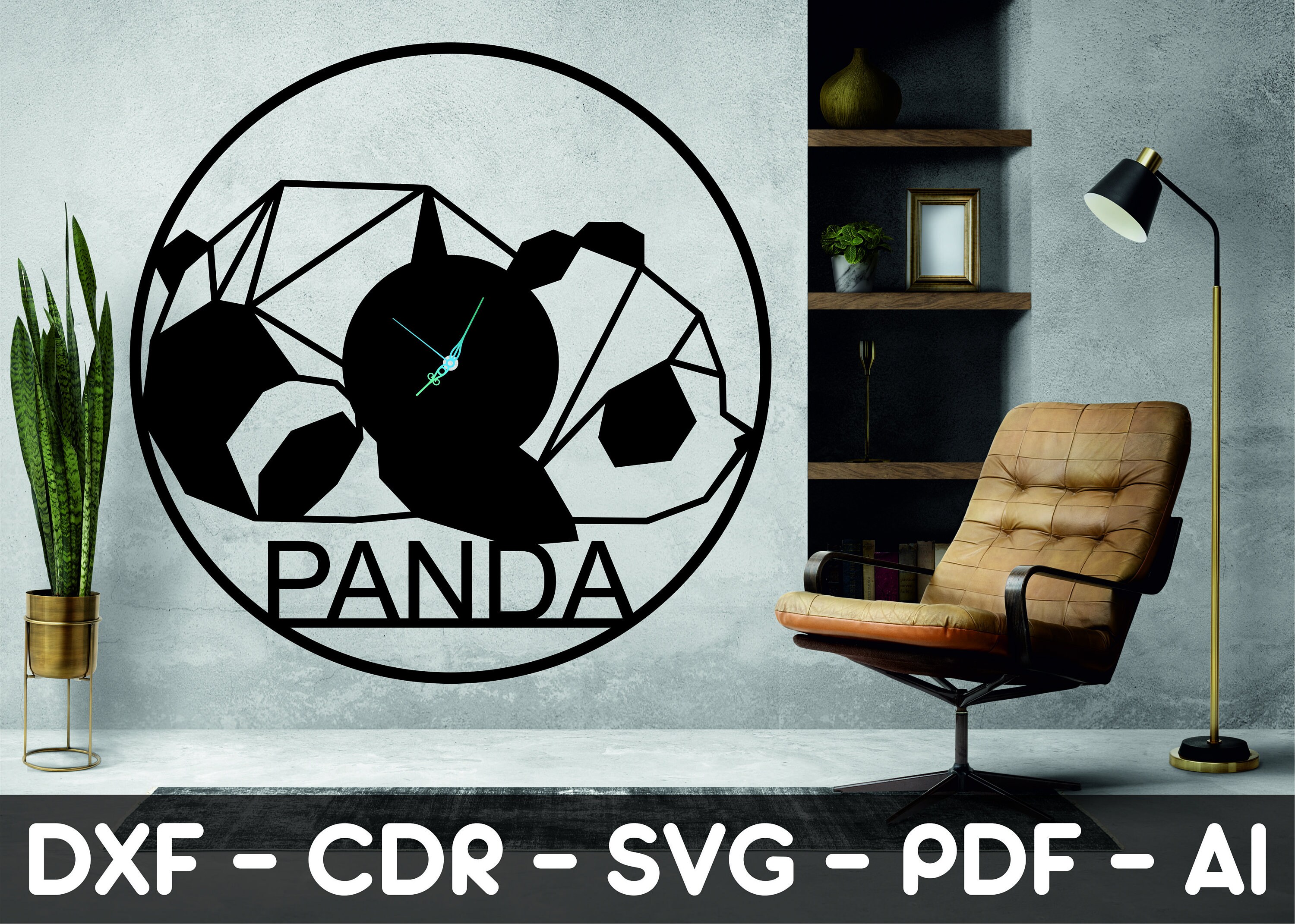Panda Wall Clock Laser Cut Dxf Glowforge Svg Xtool D1 Template CNC ...