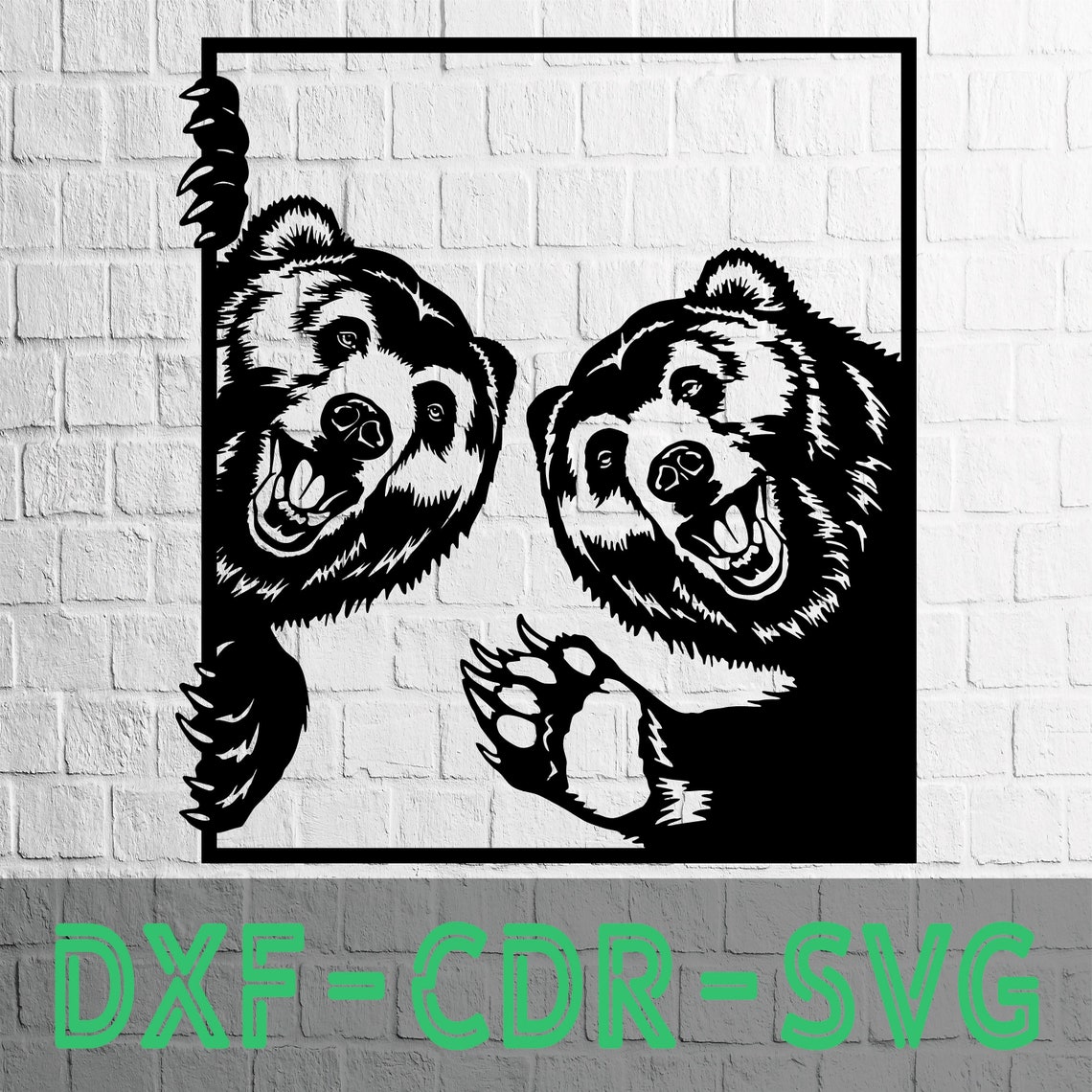 Cute Bears Wall Art Svg Cut File, Animal Dxf Files, Plasma Cut File ...