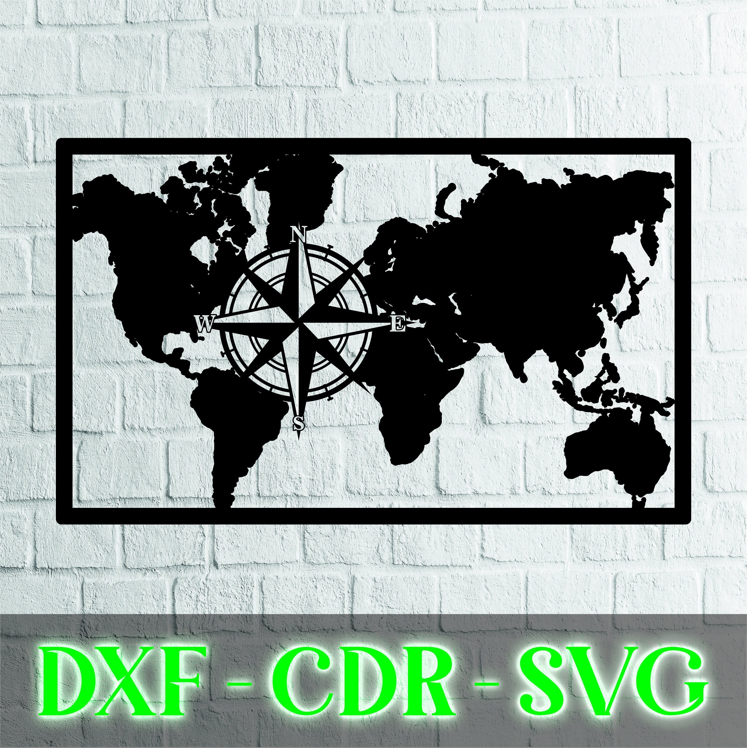 World Map CNC Dxf Files Gravür Svg Files Plasma Laser Files CNC ...