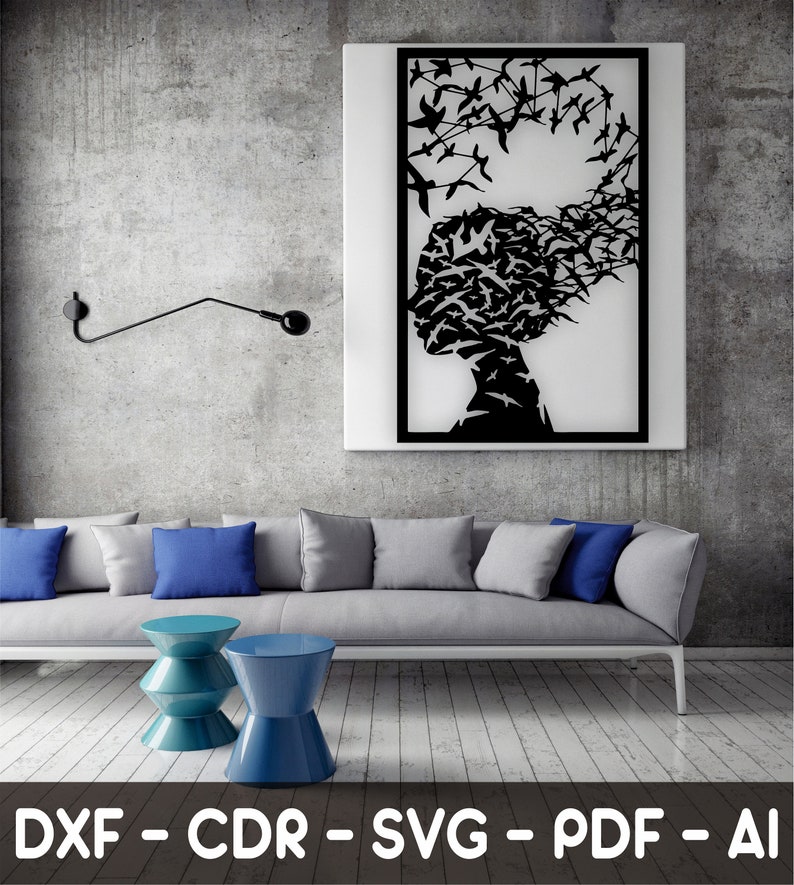 Birds Woman Silhouette Svg Cut File, Animal Dxf Files, Plasma Cut File ...