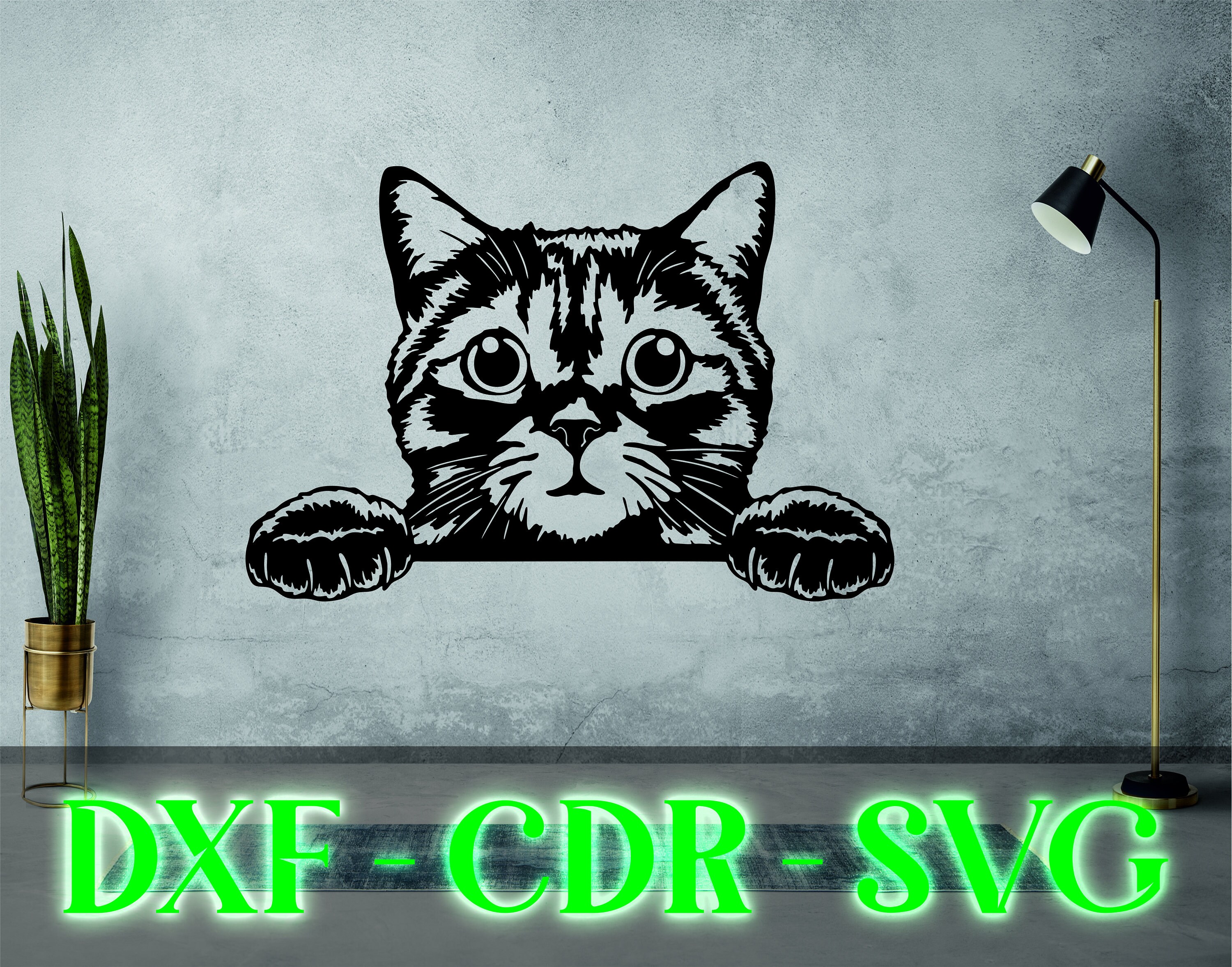 Cat Wall Art Svg Cut File, Animal, Cat Dxf Files, Plasma Cut File, Wall ...