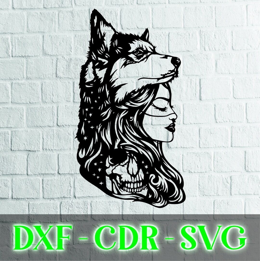 Wolf Woman Silhouette Wall Art Svg Cut File, Woman Dxf Files, Plasma ...