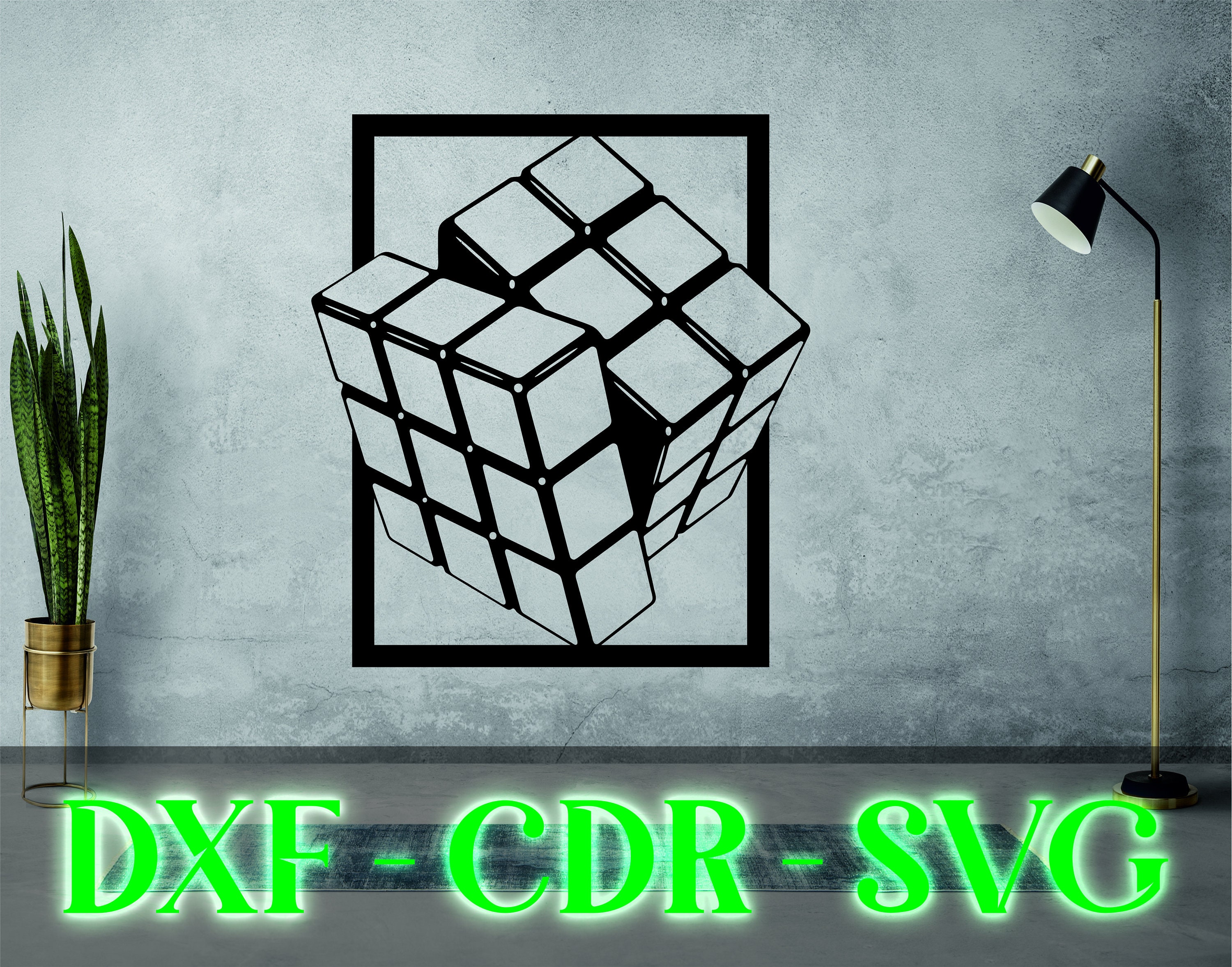 Rubik's Cube Wall Art Svg Cut File, Cube, Rubik's Cube Dxf Files, Plasma Cut File, Wall Art Dxf ...