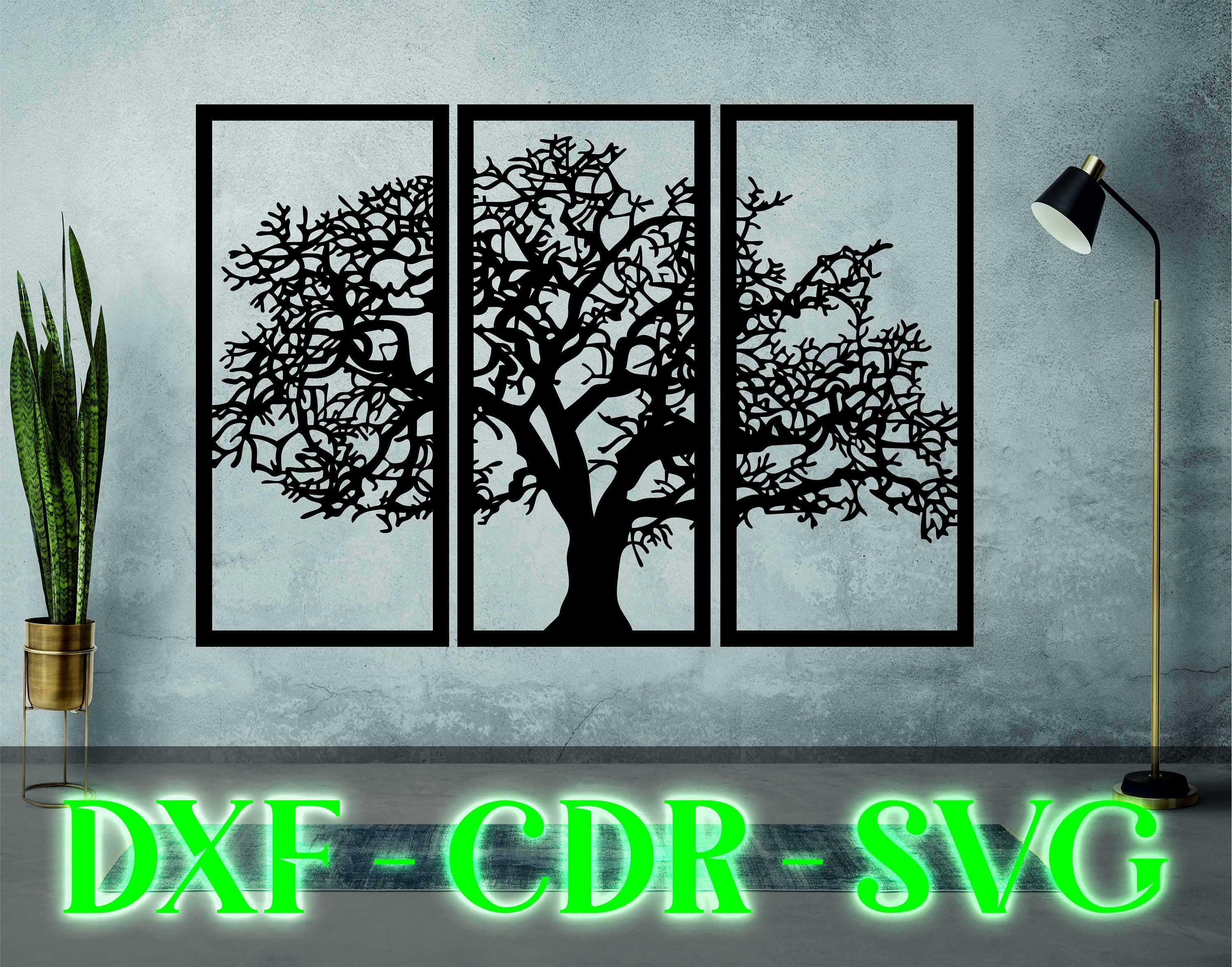 Tree Decor Wall Art Svg Cut File, Tree Wall Decor Dxf Files, Plasma Cut ...
