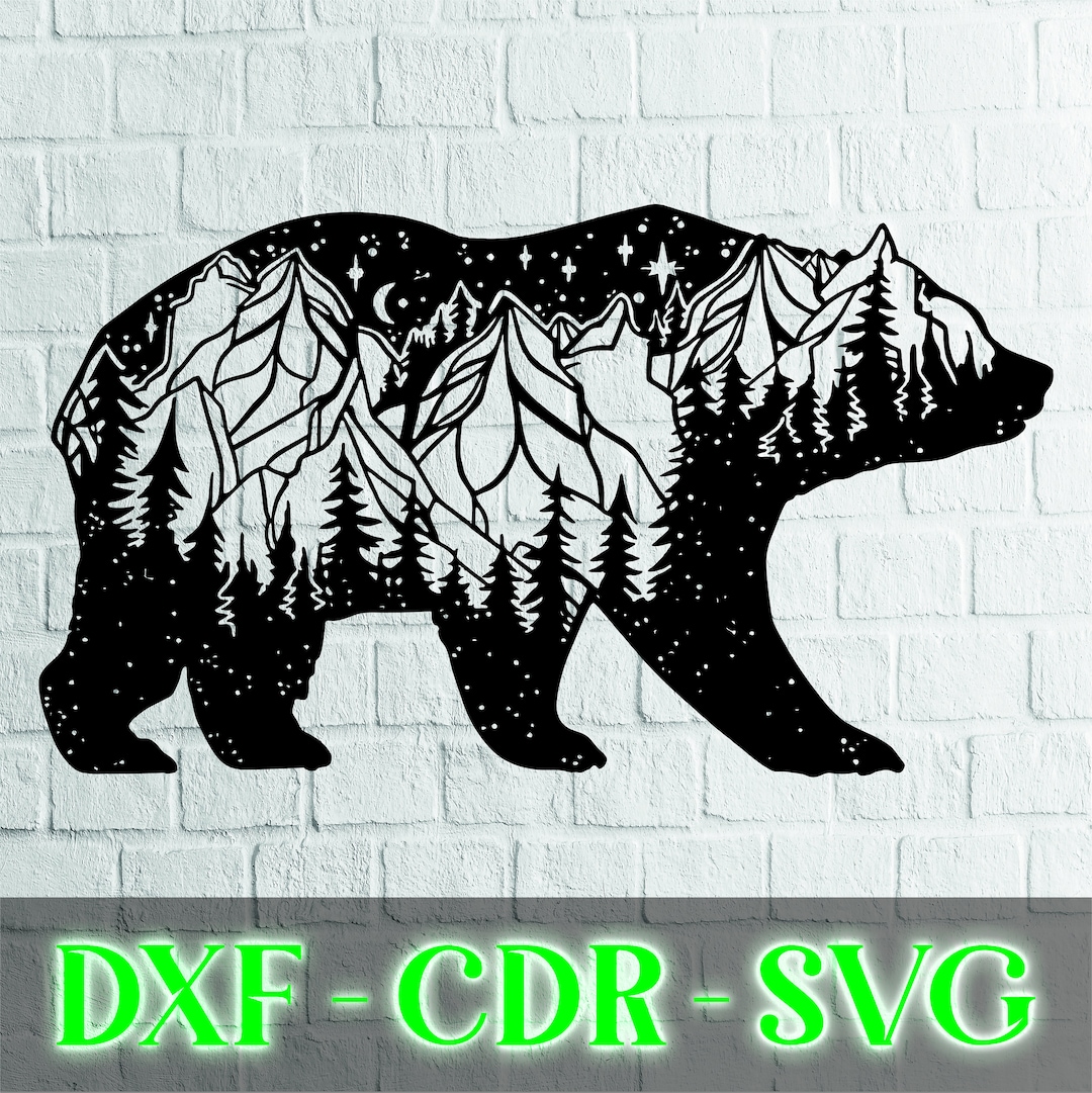 Bear Wall Art Svg Cut File, Animal, Bear Dxf Files, Plasma Cut File ...