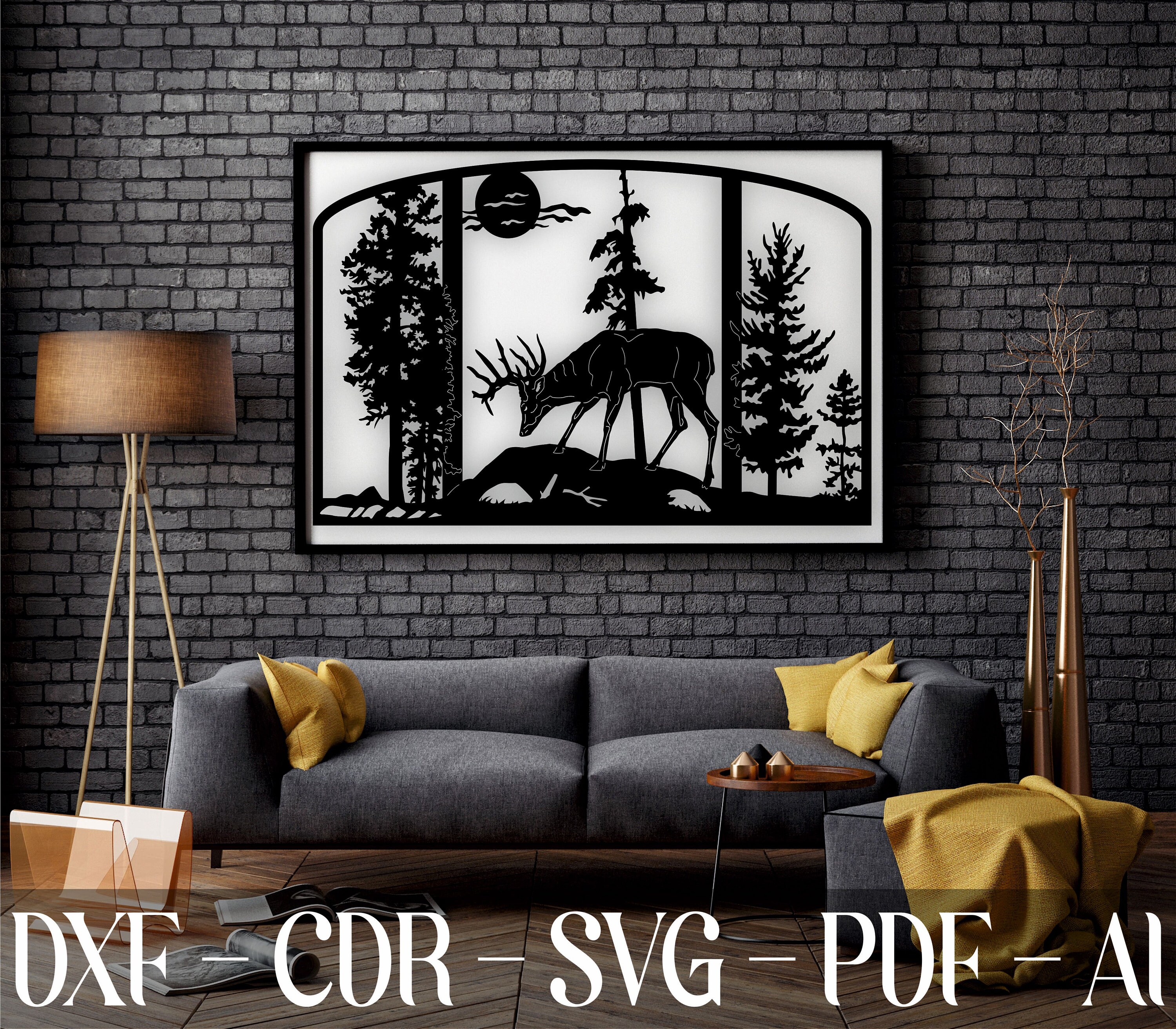 Deer Wall Decor Svg Cut File, Animal Dxf Files, Plasma Cut File, Wall ...