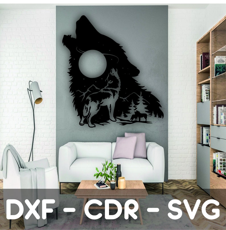 Howling Wolf Wall Art Laser Cut Engraving Dxf Glowforge Svg Xtool D1