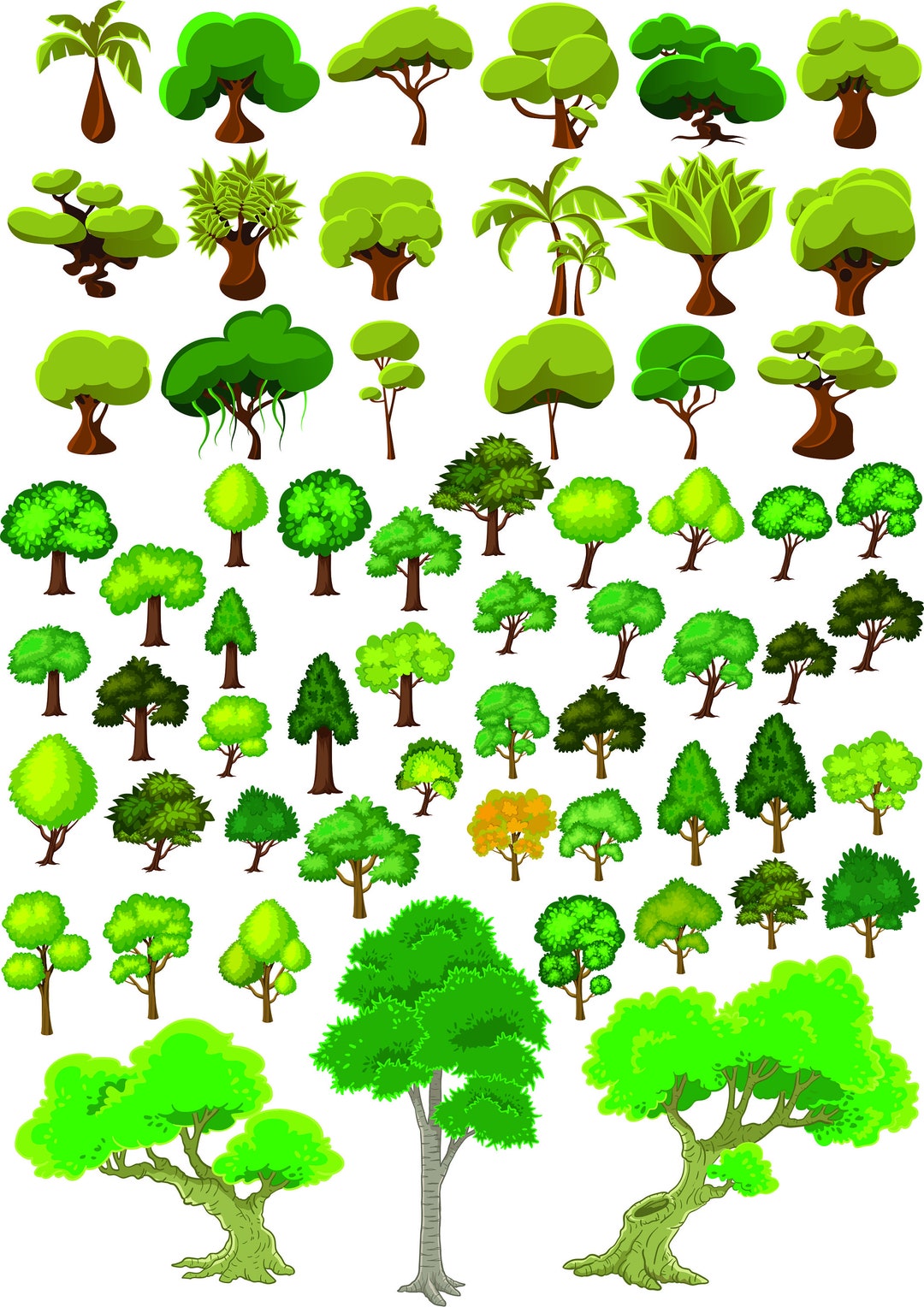 Tree Set Print Template, Cdr, Ai,pdf,dxf,svg Files, Digital Print, Clip ...