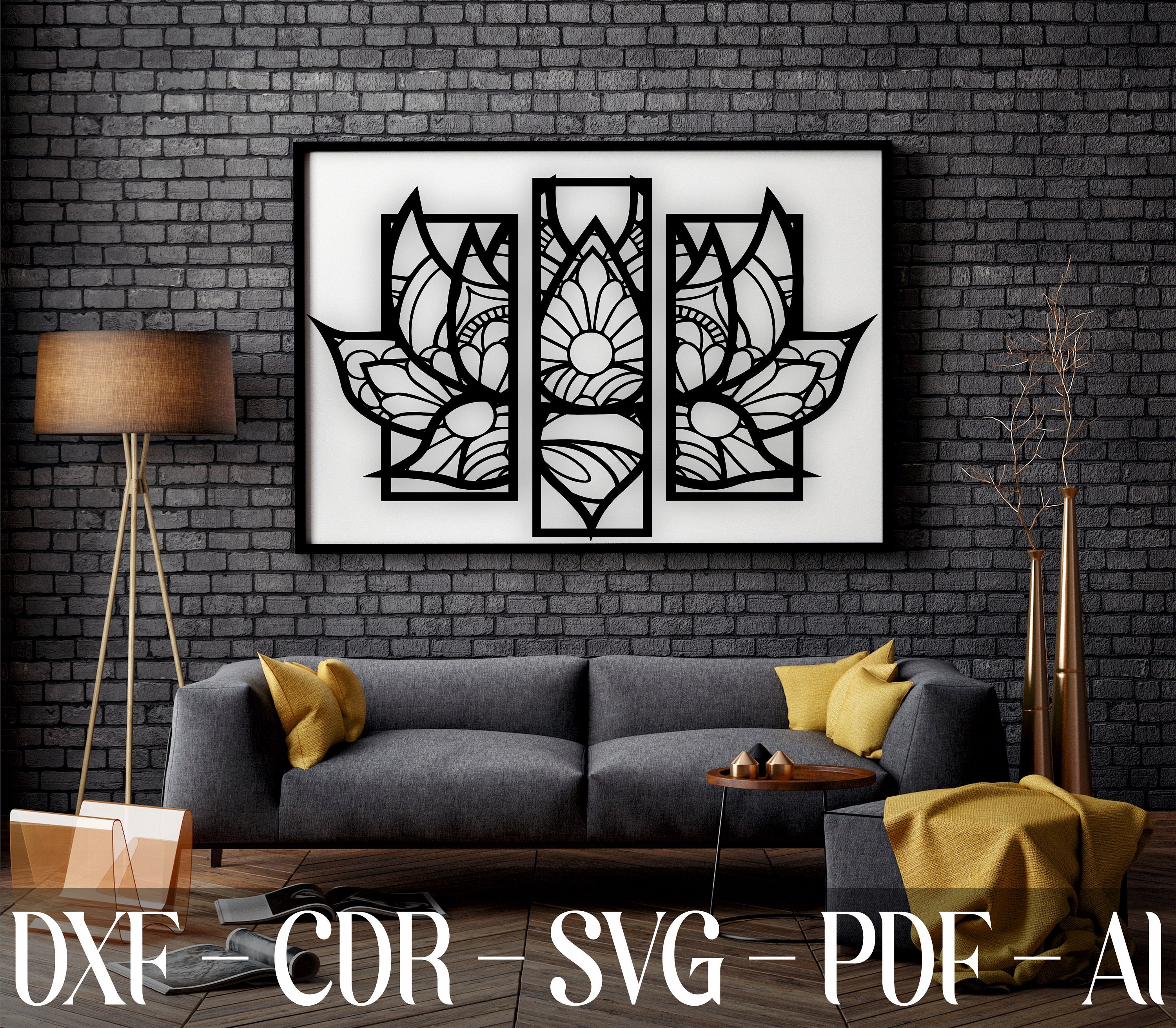 Flower Panel Wall Art Svg Cut File, Dxf Files, Plasma Cut File, Wall ...