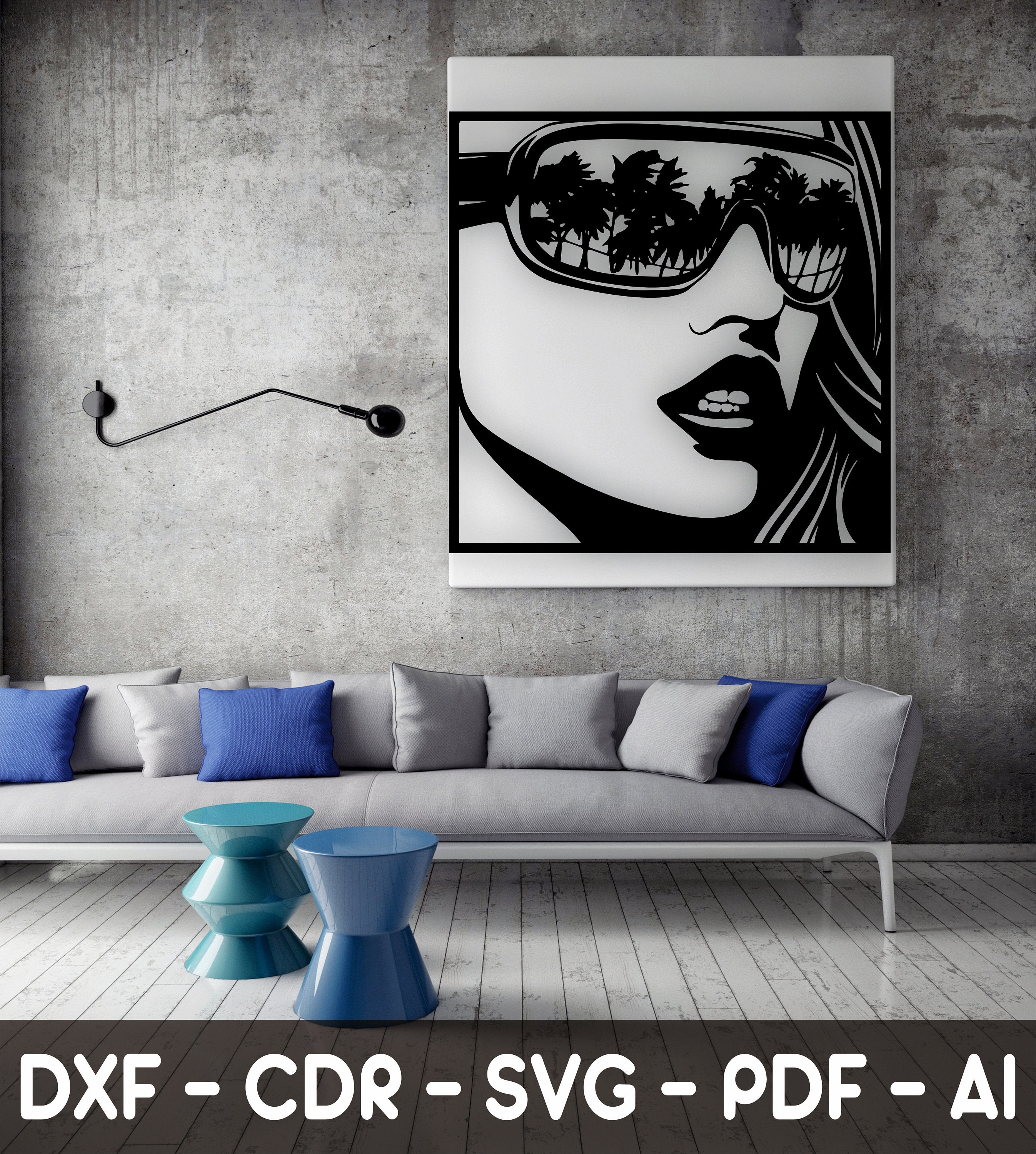 Miami Beach Woman Wall Art Svg Cut File, Human, Woman Dxf Files, Plasma ...