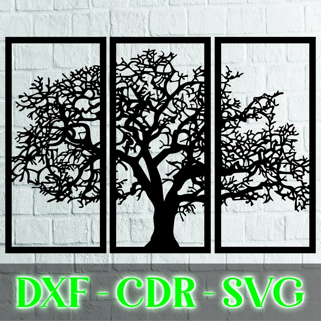 Tree Decor Wall Art Svg Cut File, Tree Wall Decor Dxf Files, Plasma Cut ...