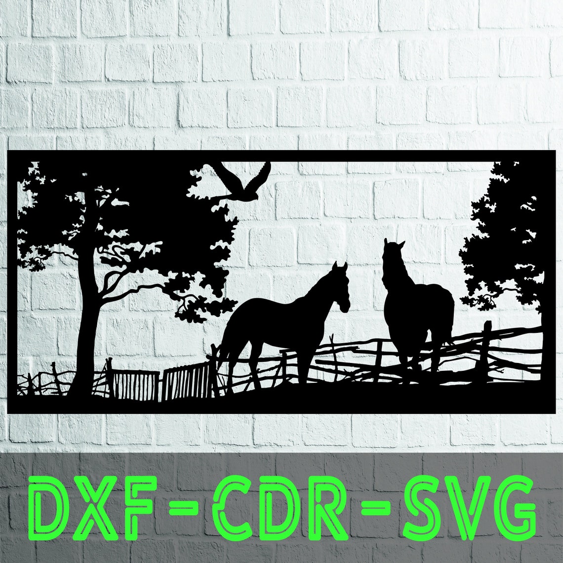 Farm Horses Wall Art Decor Vector Files Bundle Vector Cdr,dxf,svg,ai ...