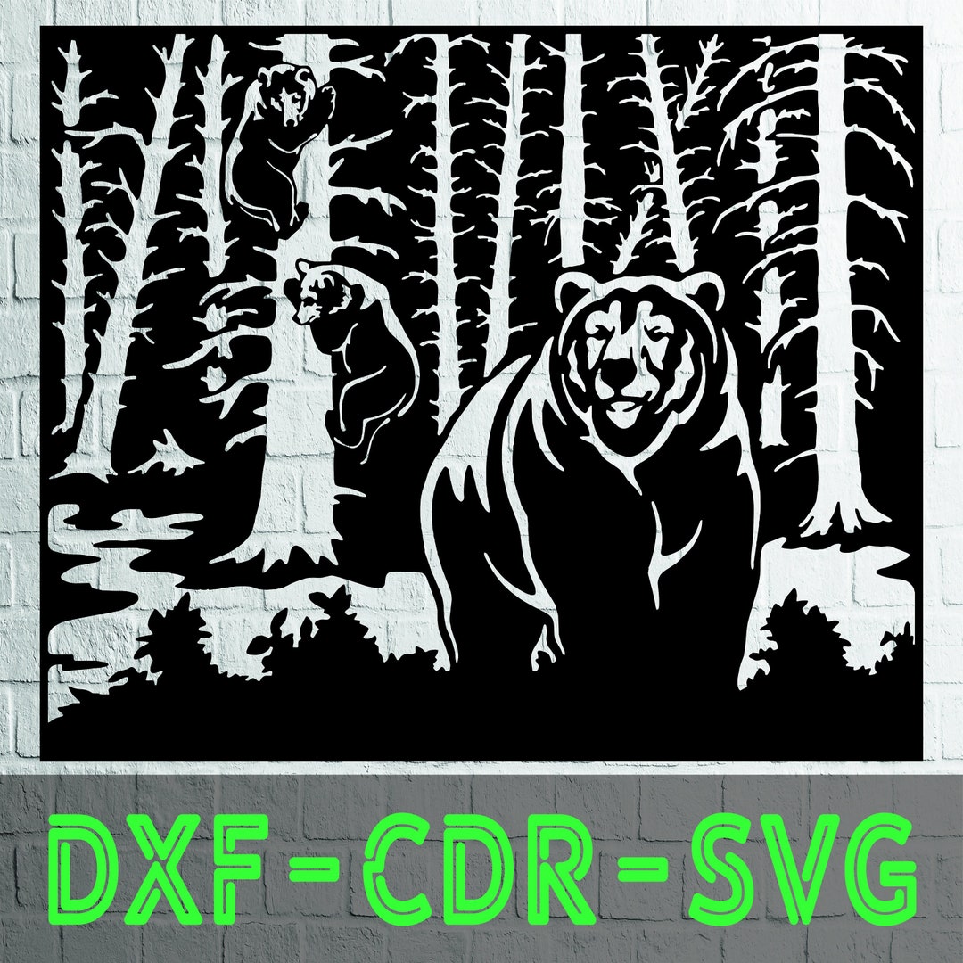 Bear Family Decor Svg Cut File, Animal Dxf Files, Plasma Cut File, Wall ...