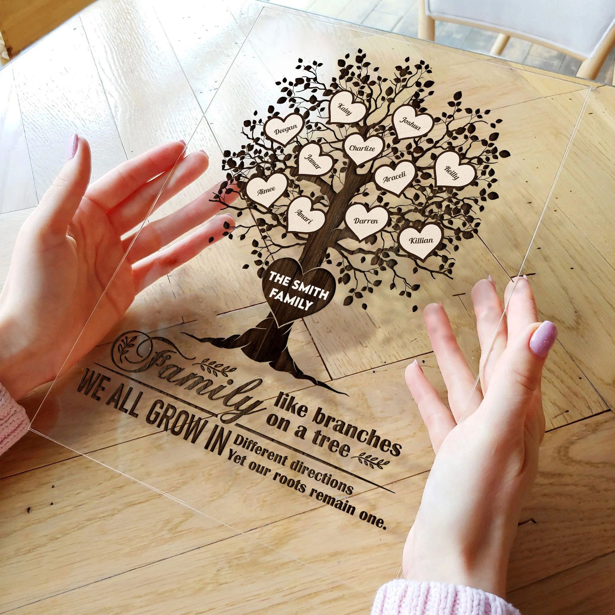 Personalized Family Tree Acrylic Plaque With Grandkids Custom - Etsy