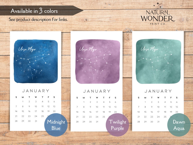 2024 Constellation Mini Calendar | Astronomy Desk Calendar | Purple ...
