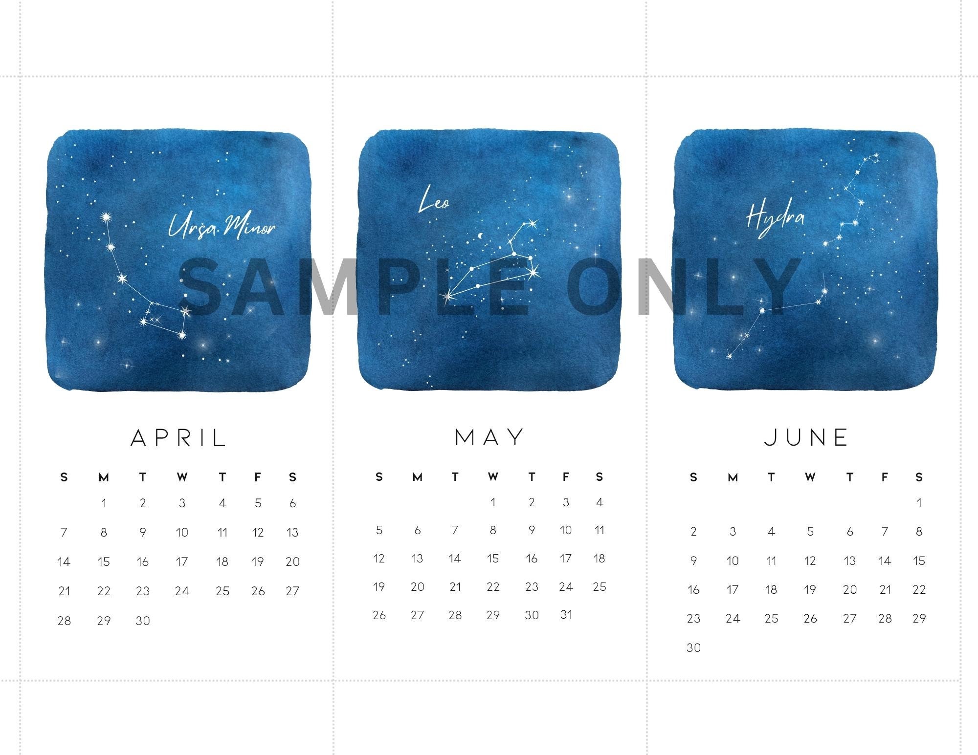 2024 Mini Star Calendar | Constellations Calendar Printable | Mini ...
