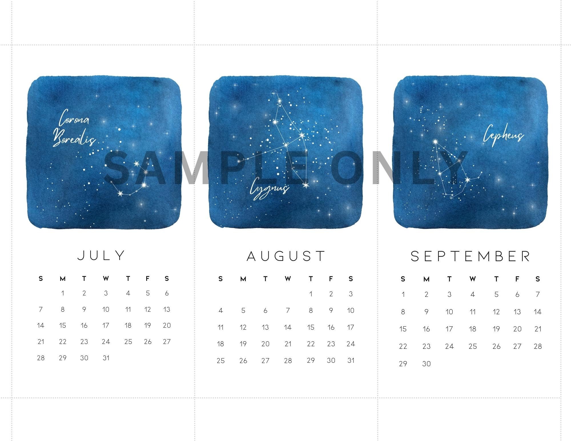 2024 Mini Star Calendar | Constellations Calendar Printable | Mini ...