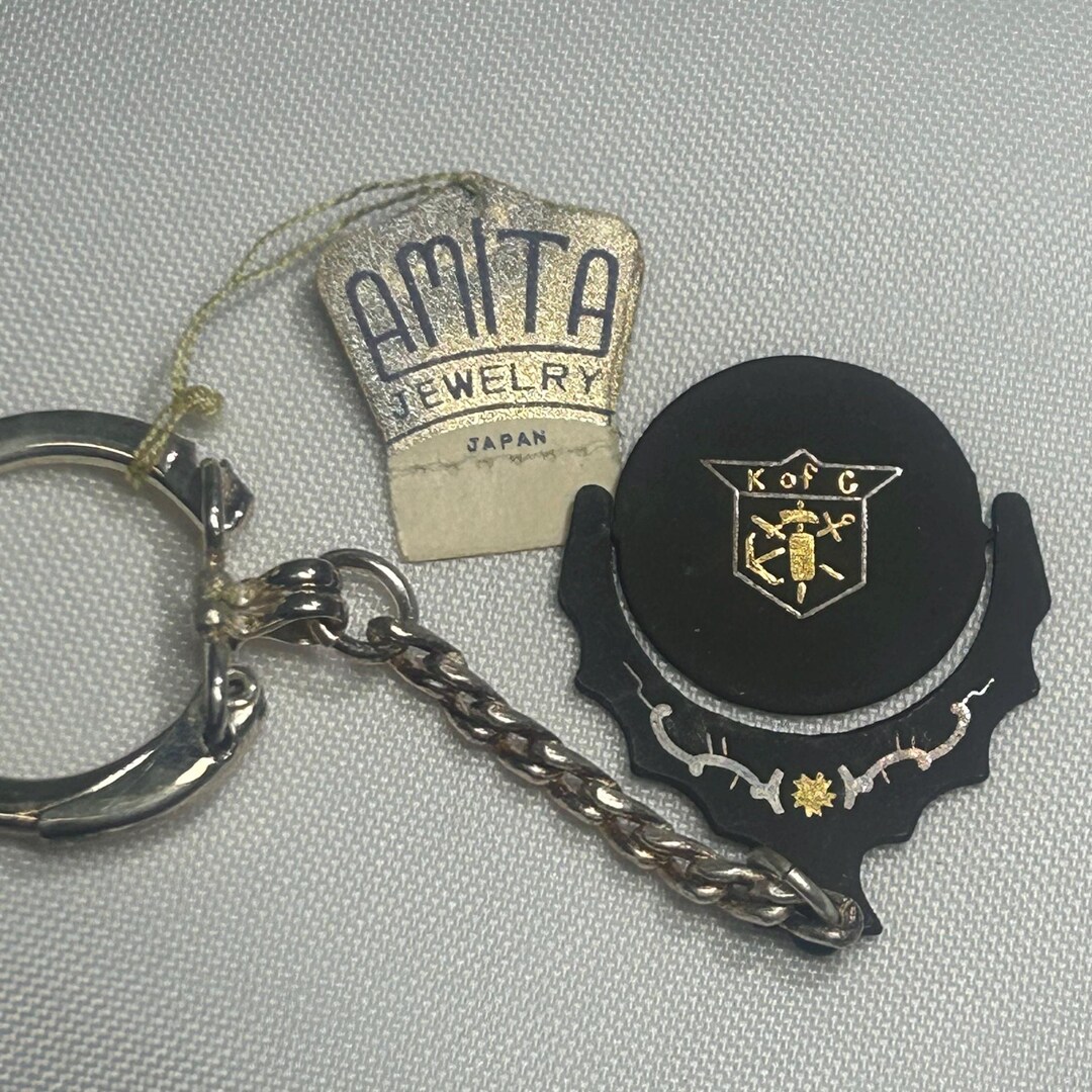 Vintage Knights of Columbus Amita Jewelry Damascene Spinning Keychain ...