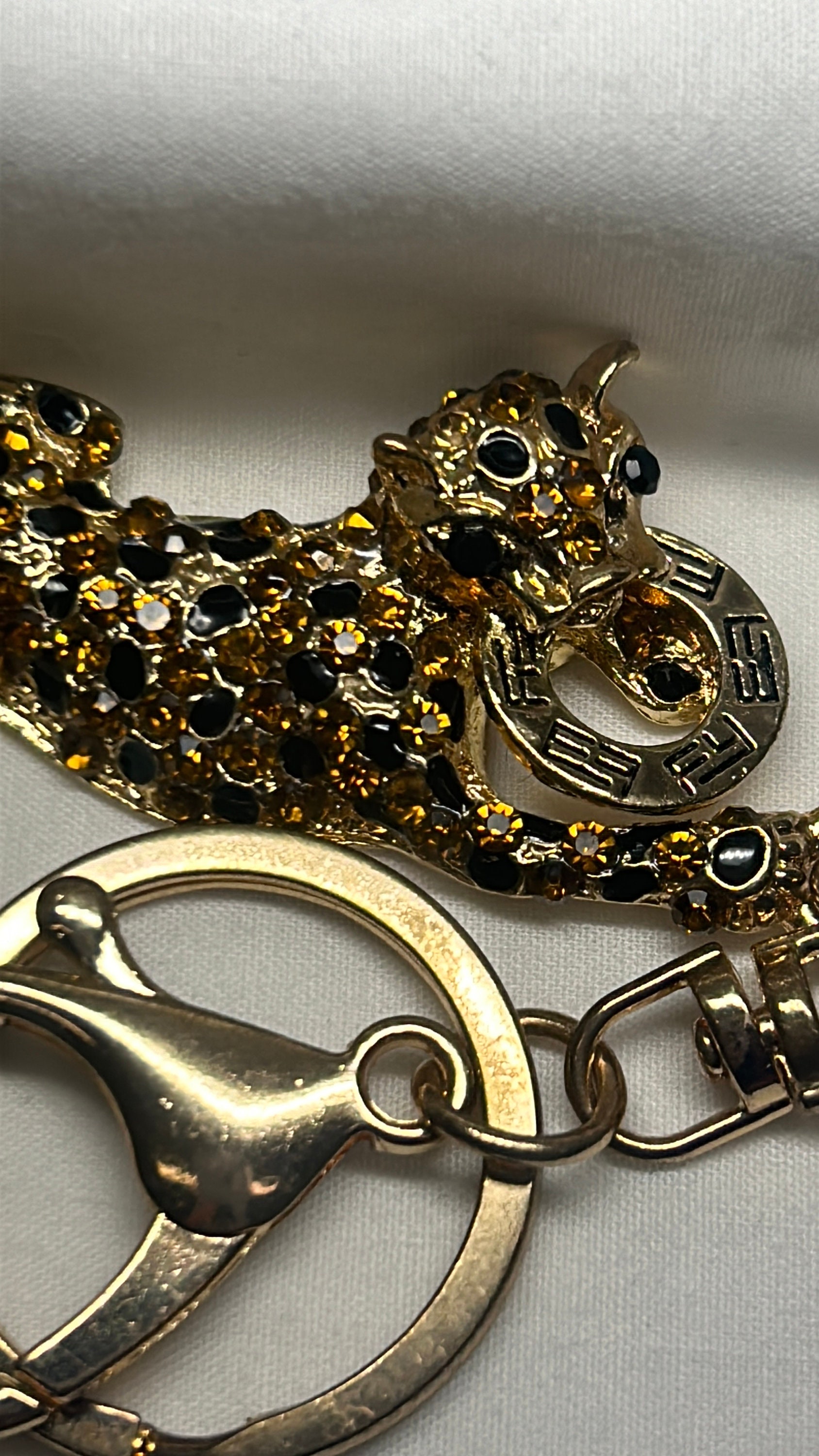 Effy Spotted Leopard Amber Rhinestone Keychain - Etsy