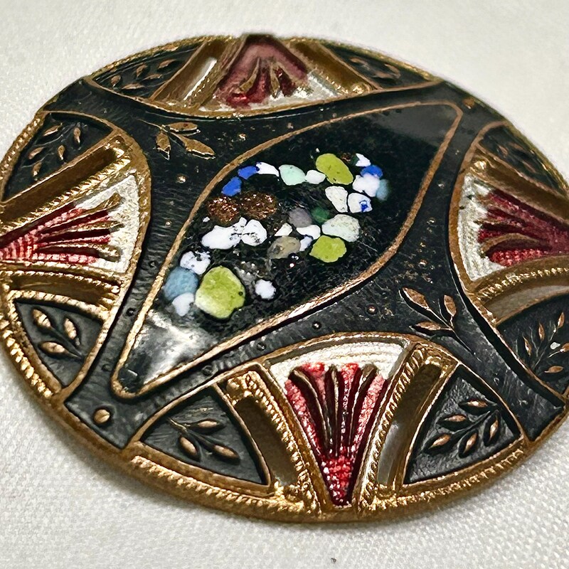 Antique Enamel Button - Etsy