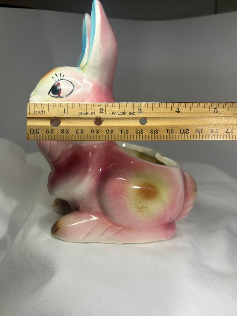 Wales Pottery Double Pink and Blue Bunny Rabbit Planter Mid Century ...